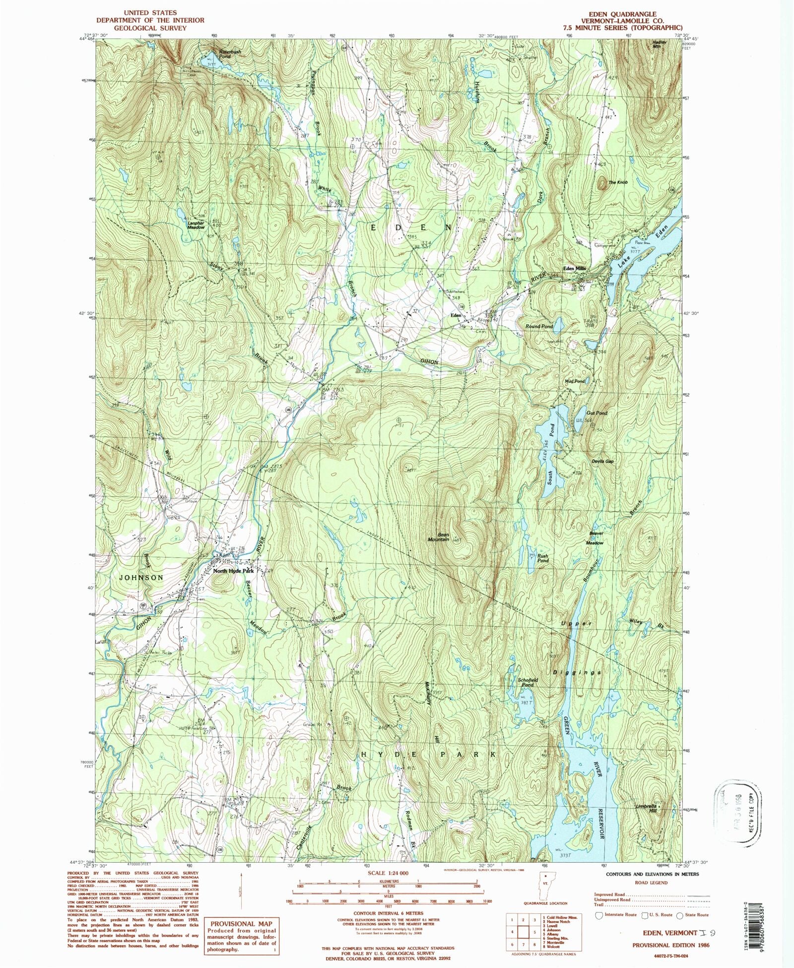 Classic USGS Eden Vermont 7.5'x7.5' Topo Map – MyTopo Map Store