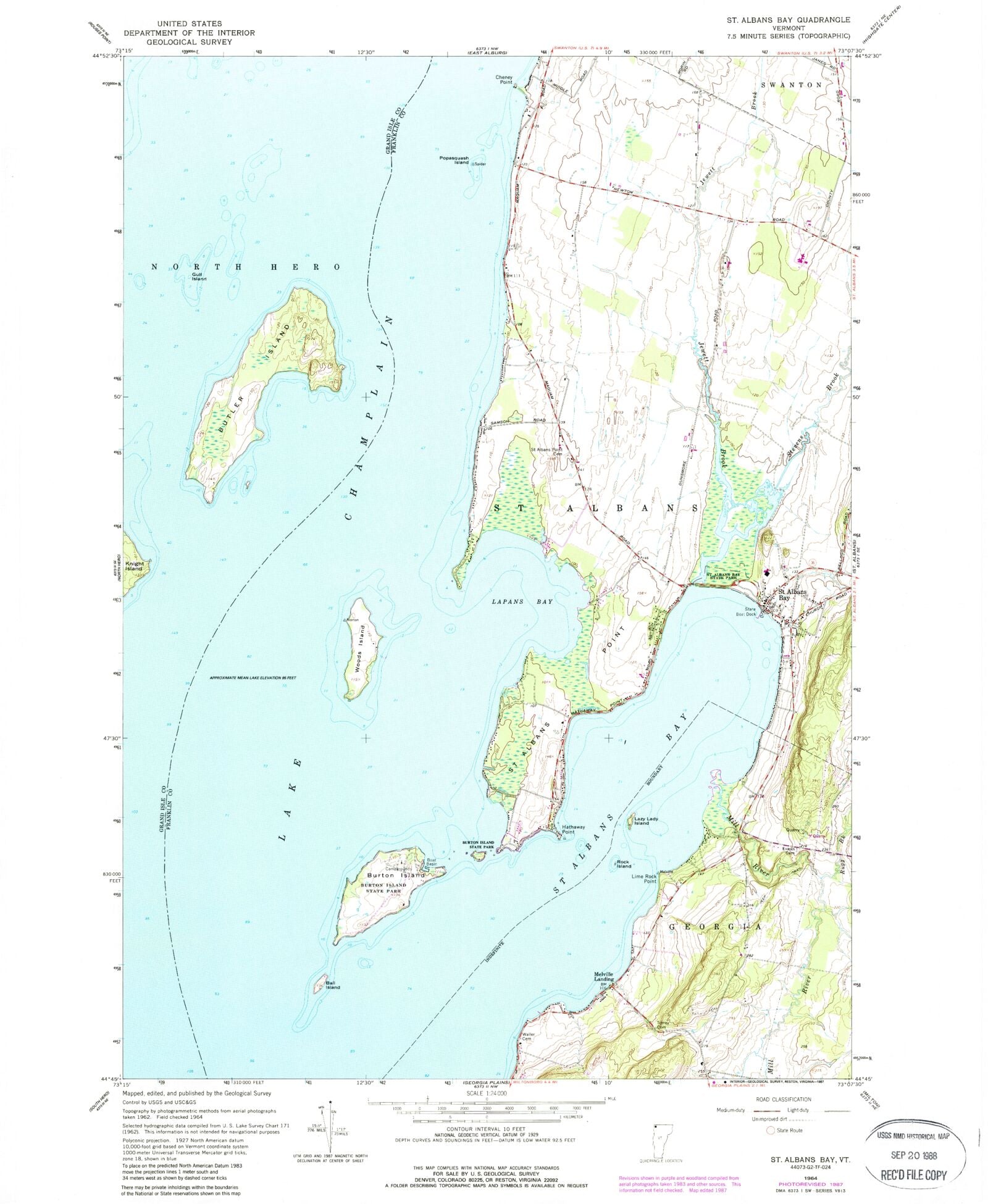 Classic USGS Saint Albans Bay Vermont 7.5'x7.5' Topo Map – MyTopo Map Store
