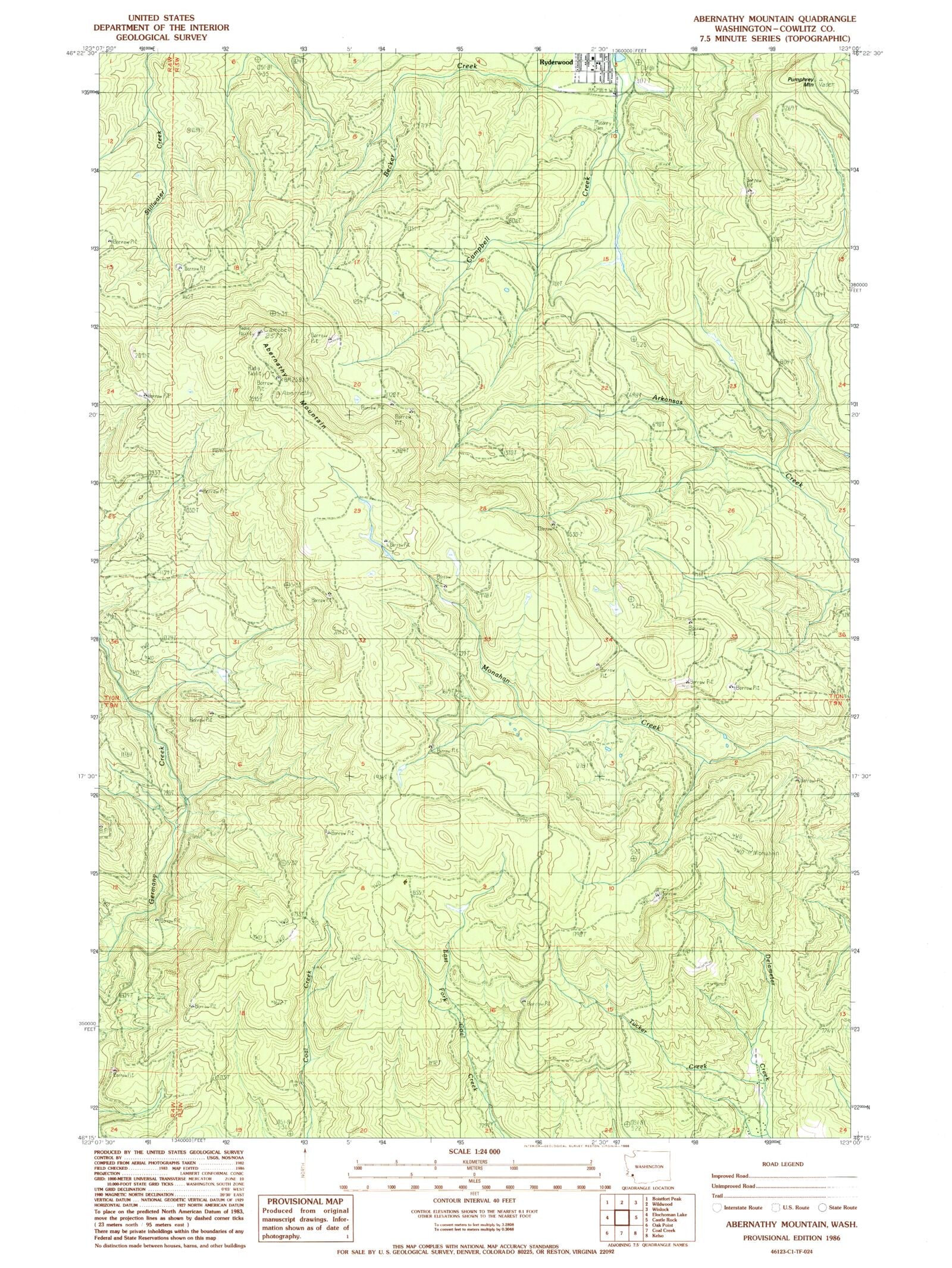 Classic USGS Abernathy Mountain Washington 7.5'x7.5' Topo Map – MyTopo ...
