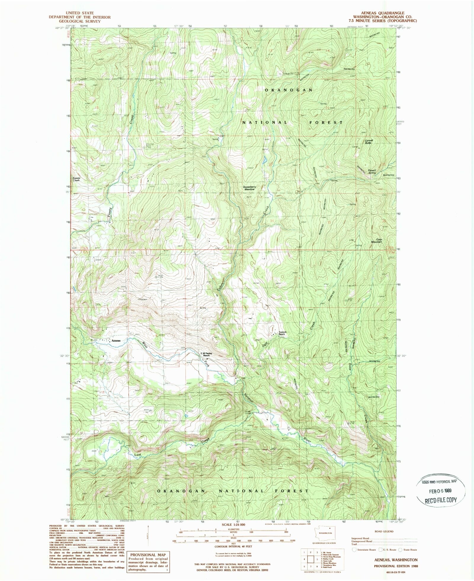 Classic USGS Aeneas Washington 7.5'x7.5' Topo Map – MyTopo Map Store