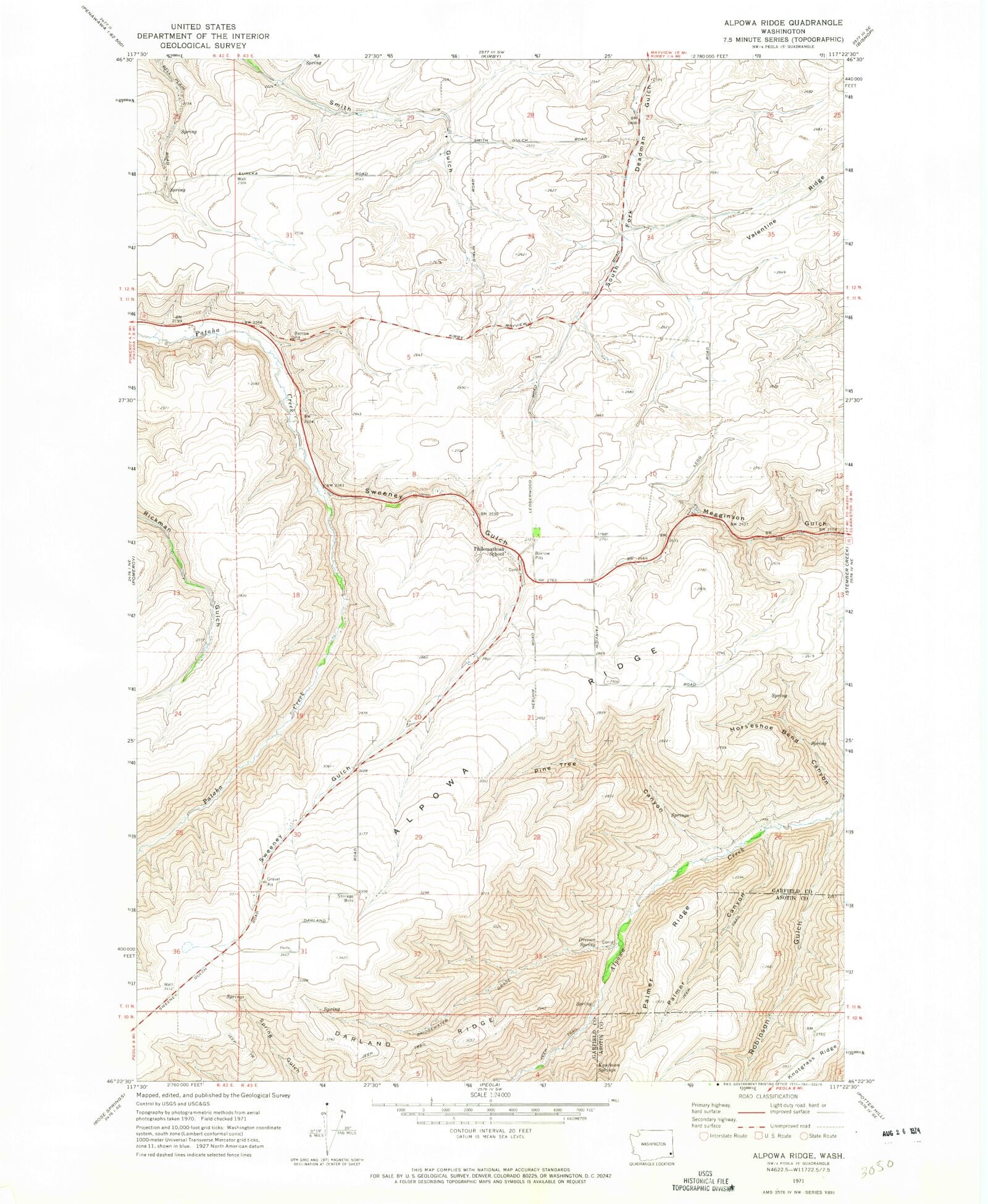 Classic USGS Alpowa Ridge Washington 7.5'x7.5' Topo Map – MyTopo Map Store