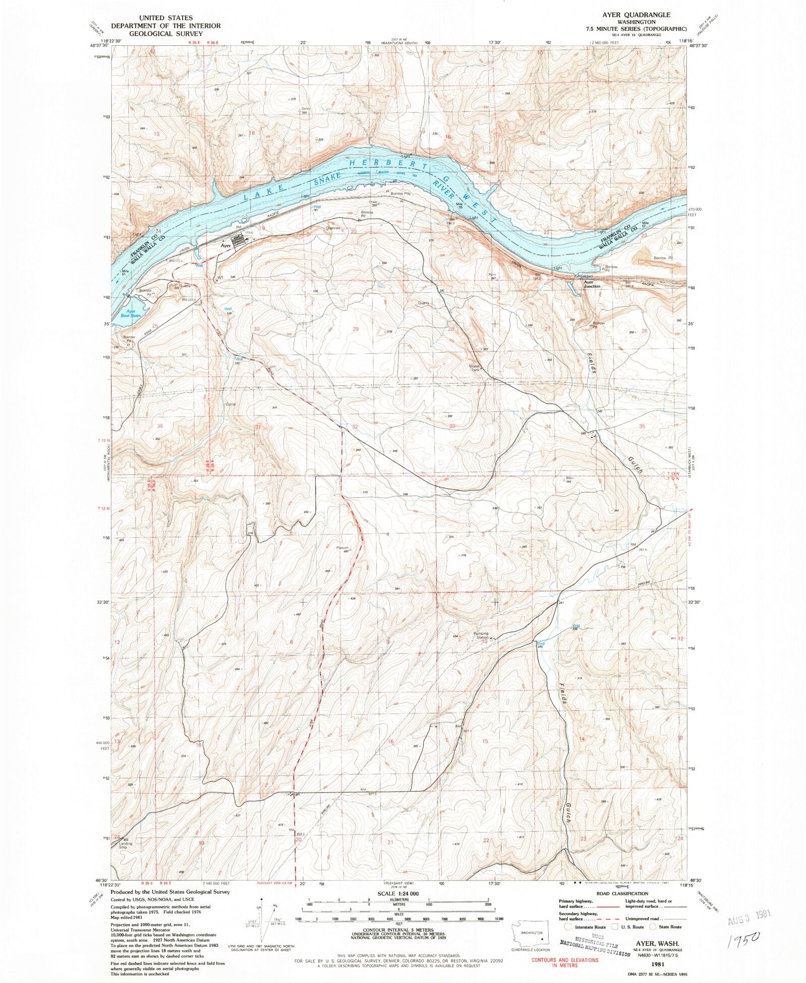 Classic USGS Ayer Washington 7.5'x7.5' Topo Map – MyTopo Map Store