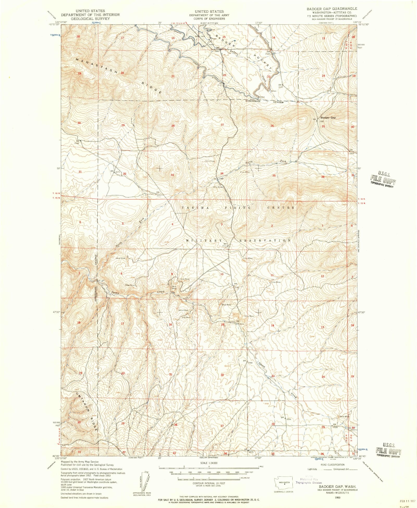 Classic USGS Badger Gap Washington 7.5'x7.5' Topo Map – MyTopo Map Store