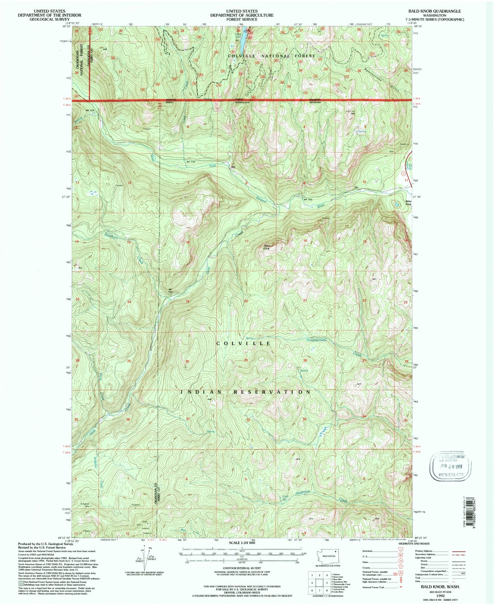 Classic USGS Bald Knob Washington 7.5'x7.5' Topo Map – MyTopo Map Store