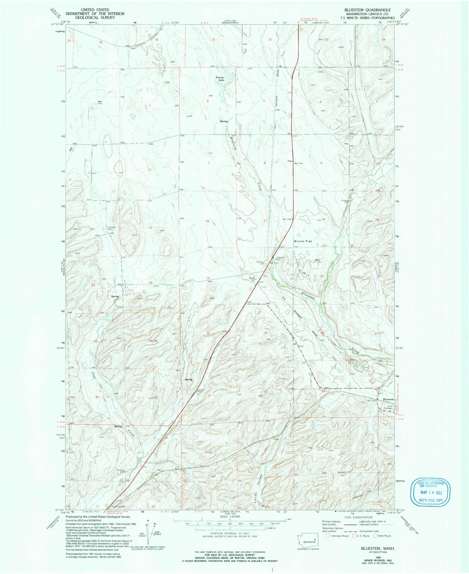 Classic USGS Bluestem Washington 7.5'x7.5' Topo Map – MyTopo Map Store