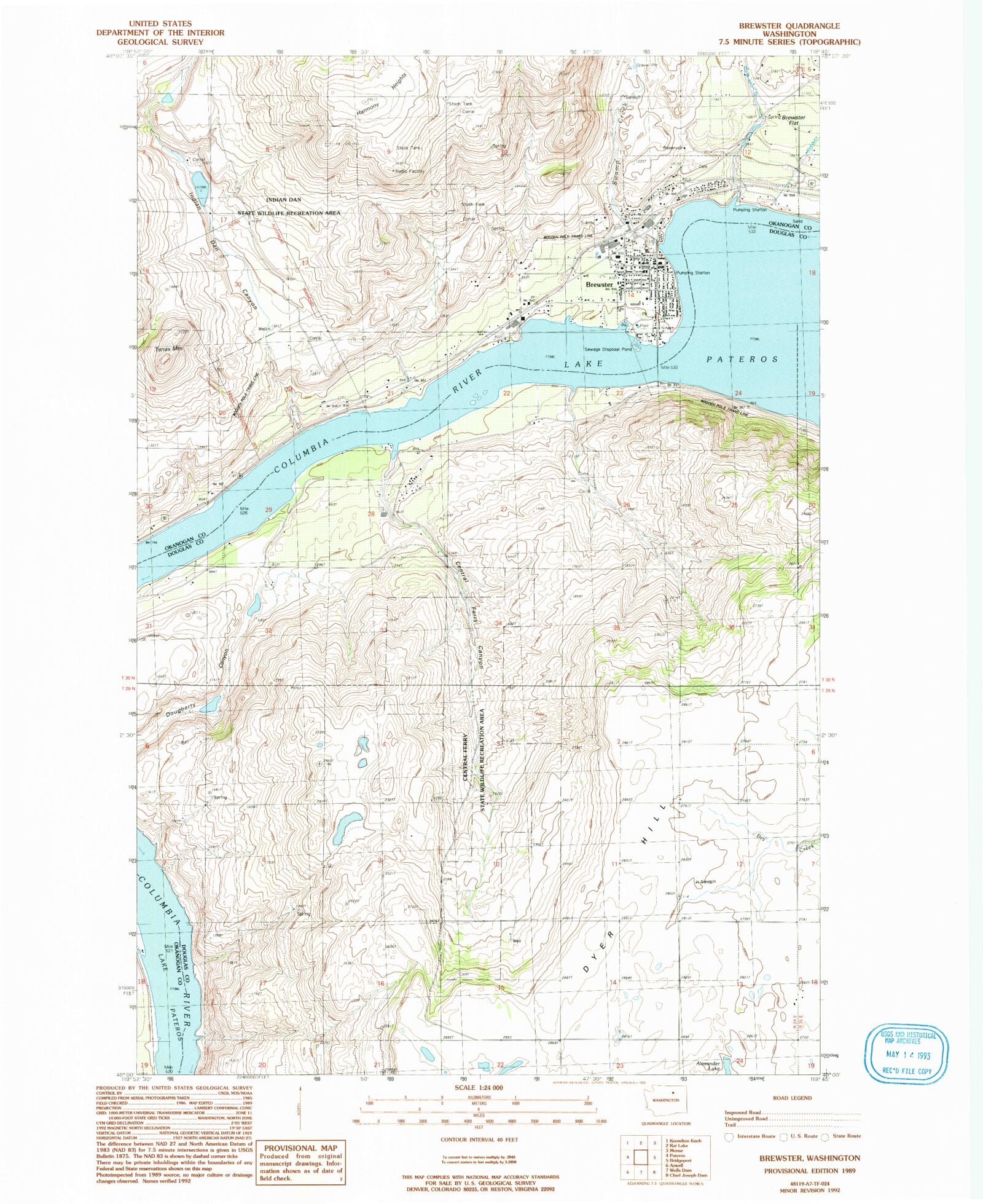 Classic USGS Brewster Washington 7.5'x7.5' Topo Map – MyTopo Map Store