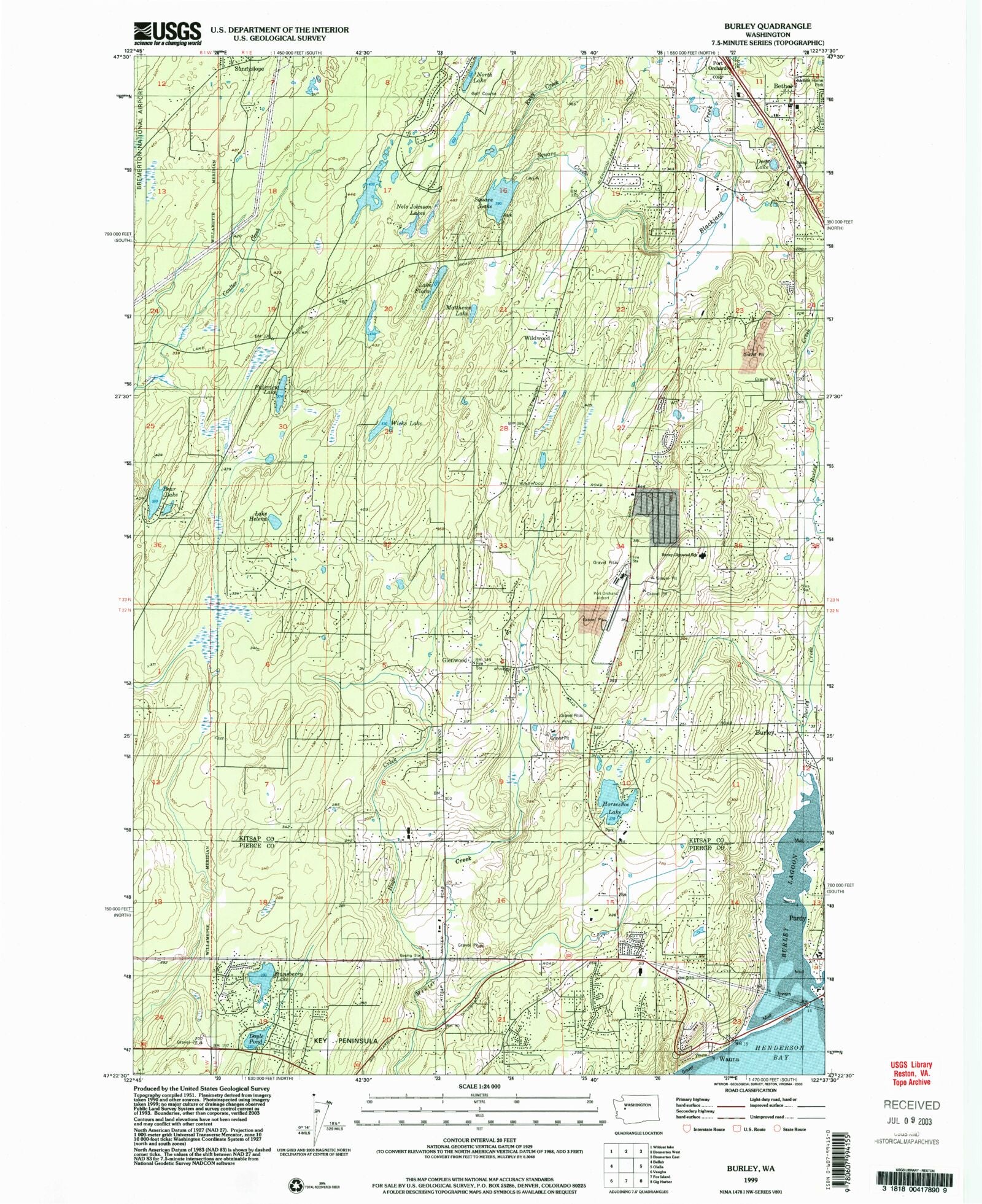 Classic USGS Burley Washington 7.5'x7.5' Topo Map – MyTopo Map Store