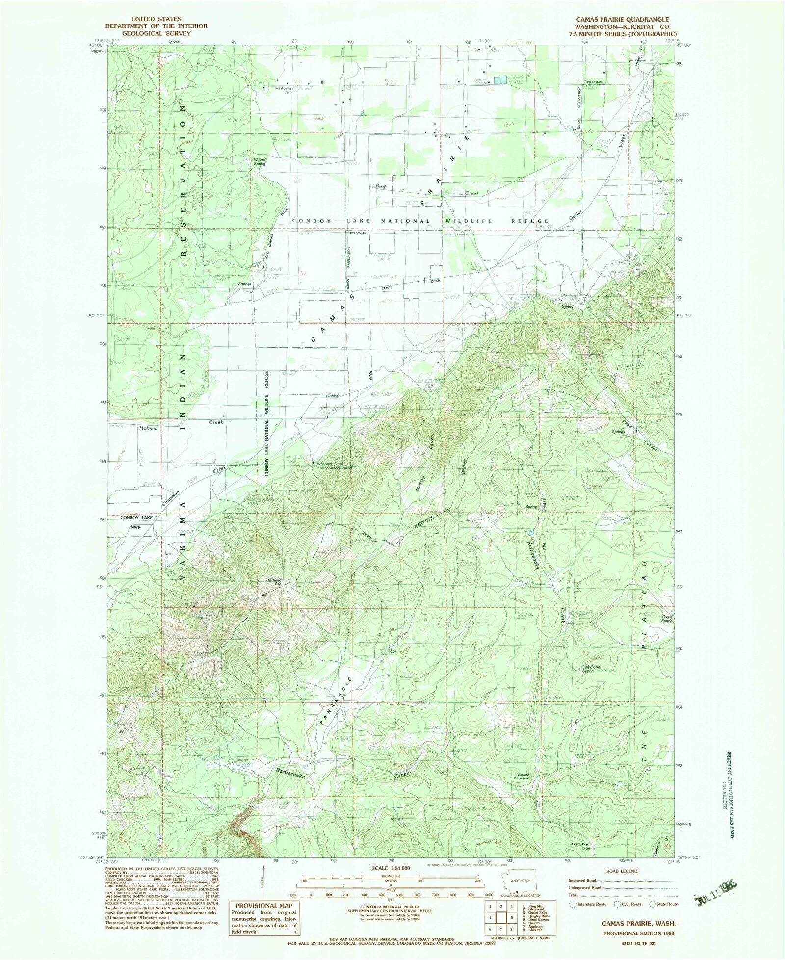 Classic USGS Camas Prairie Washington 7.5'x7.5' Topo Map – MyTopo Map Store
