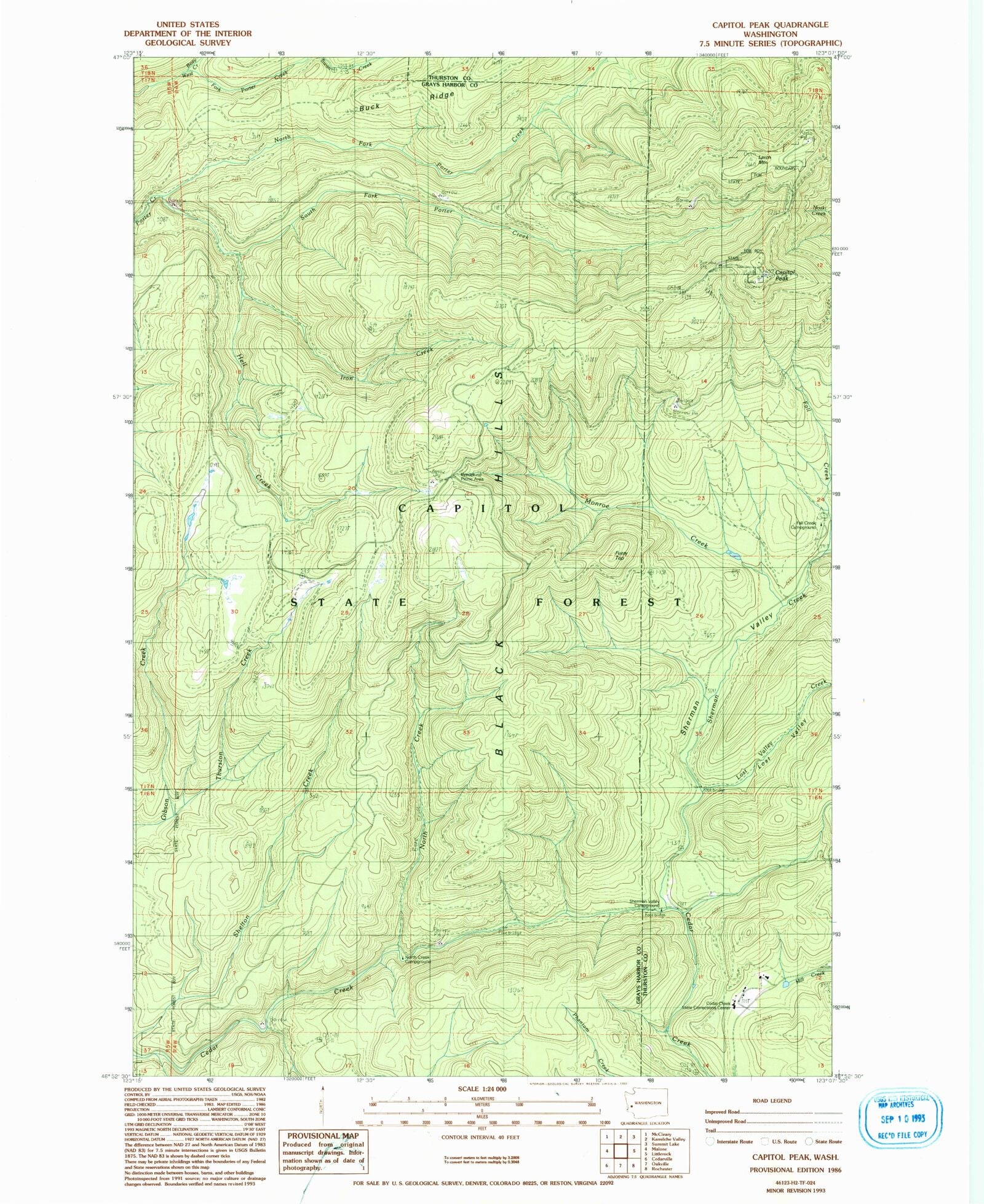 Classic USGS Capitol Peak Washington 7.5'x7.5' Topo Map – MyTopo Map Store