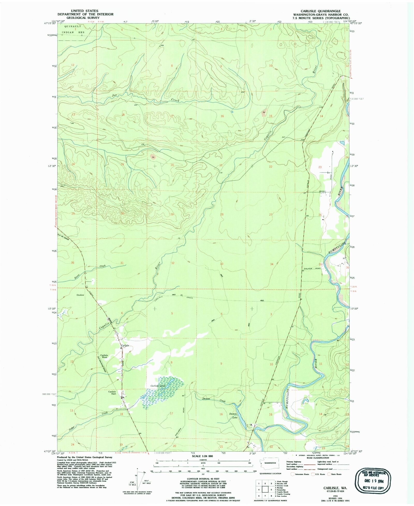 Classic USGS Carlisle Washington 7.5'x7.5' Topo Map – MyTopo Map Store