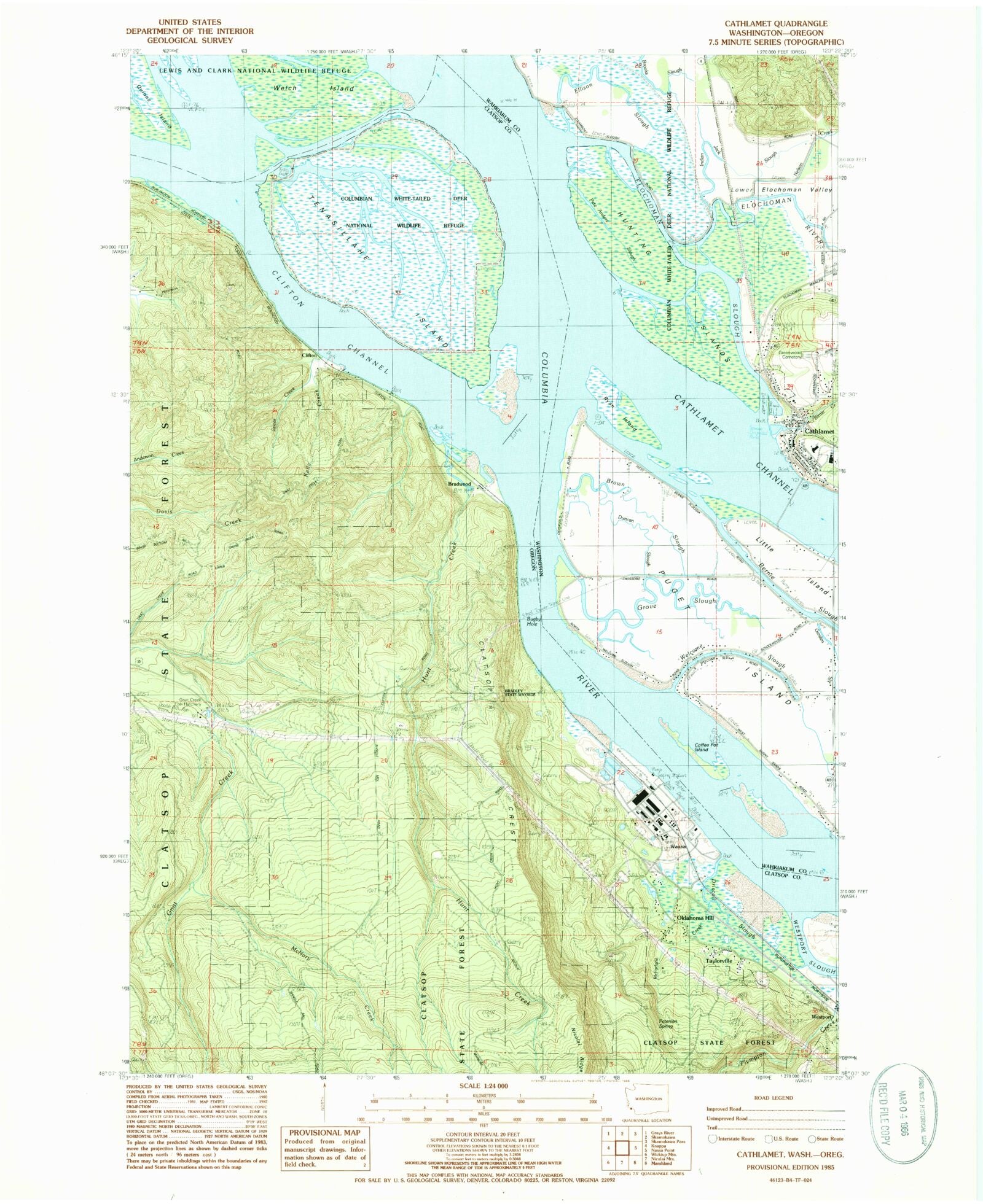Classic USGS Cathlamet Washington 7.5'x7.5' Topo Map – MyTopo Map Store
