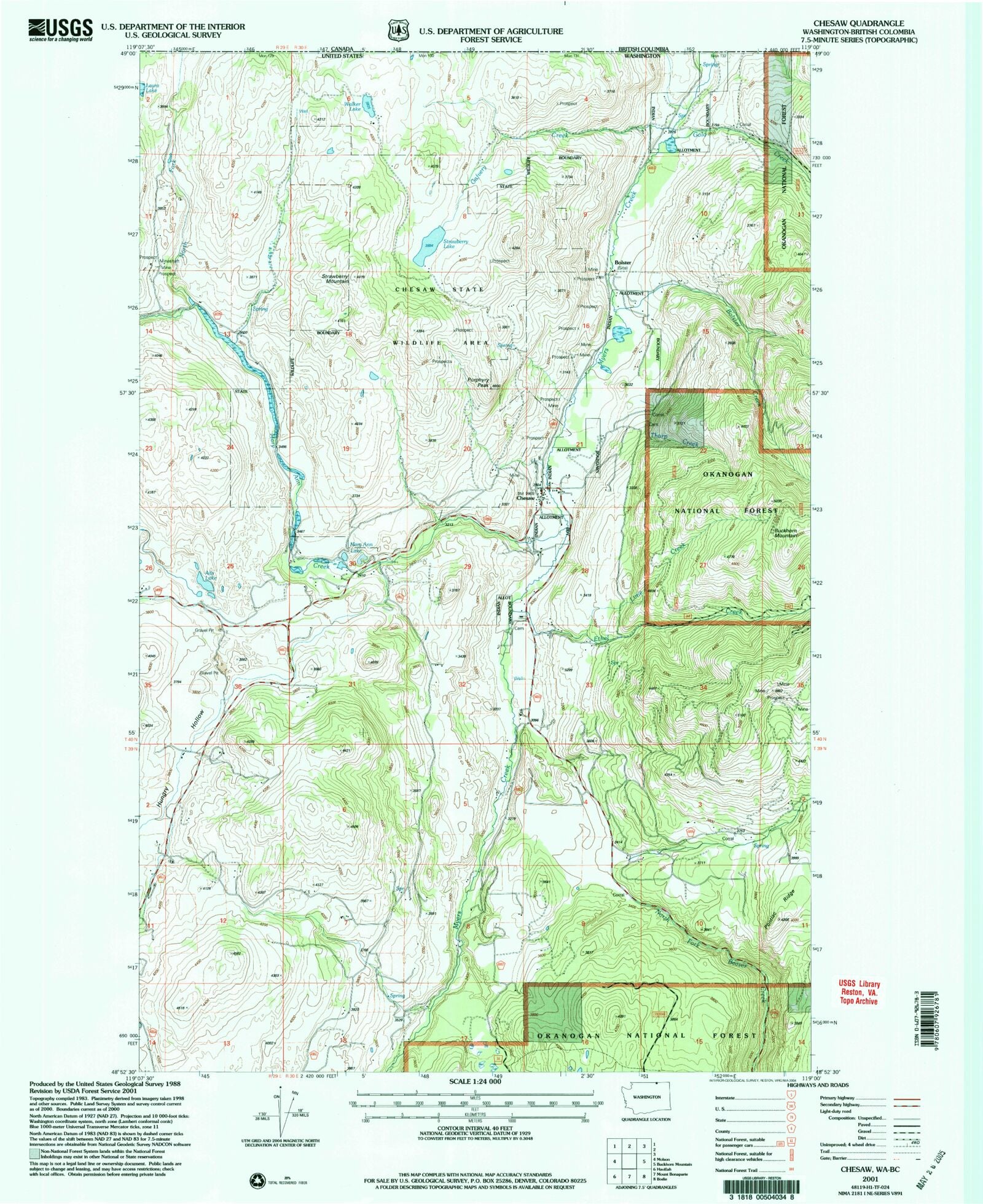 Classic USGS Chesaw Washington 7.5'x7.5' Topo Map – MyTopo Map Store