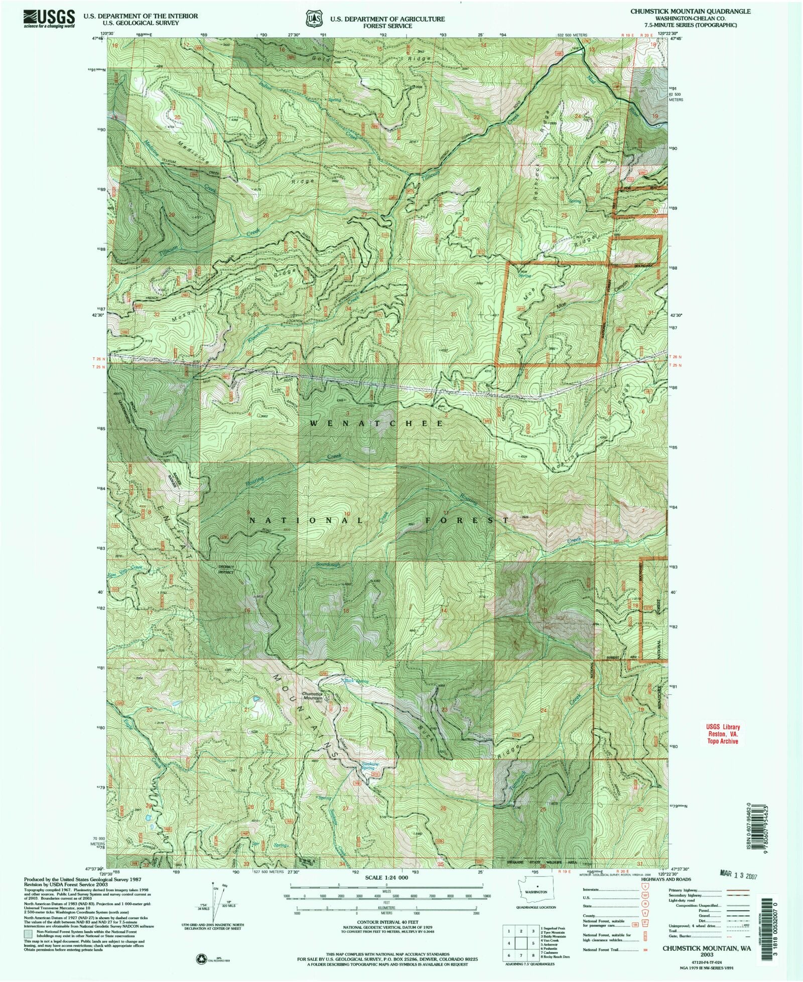 Classic USGS Chumstick Mountain Washington 7.5'x7.5' Topo Map – MyTopo ...