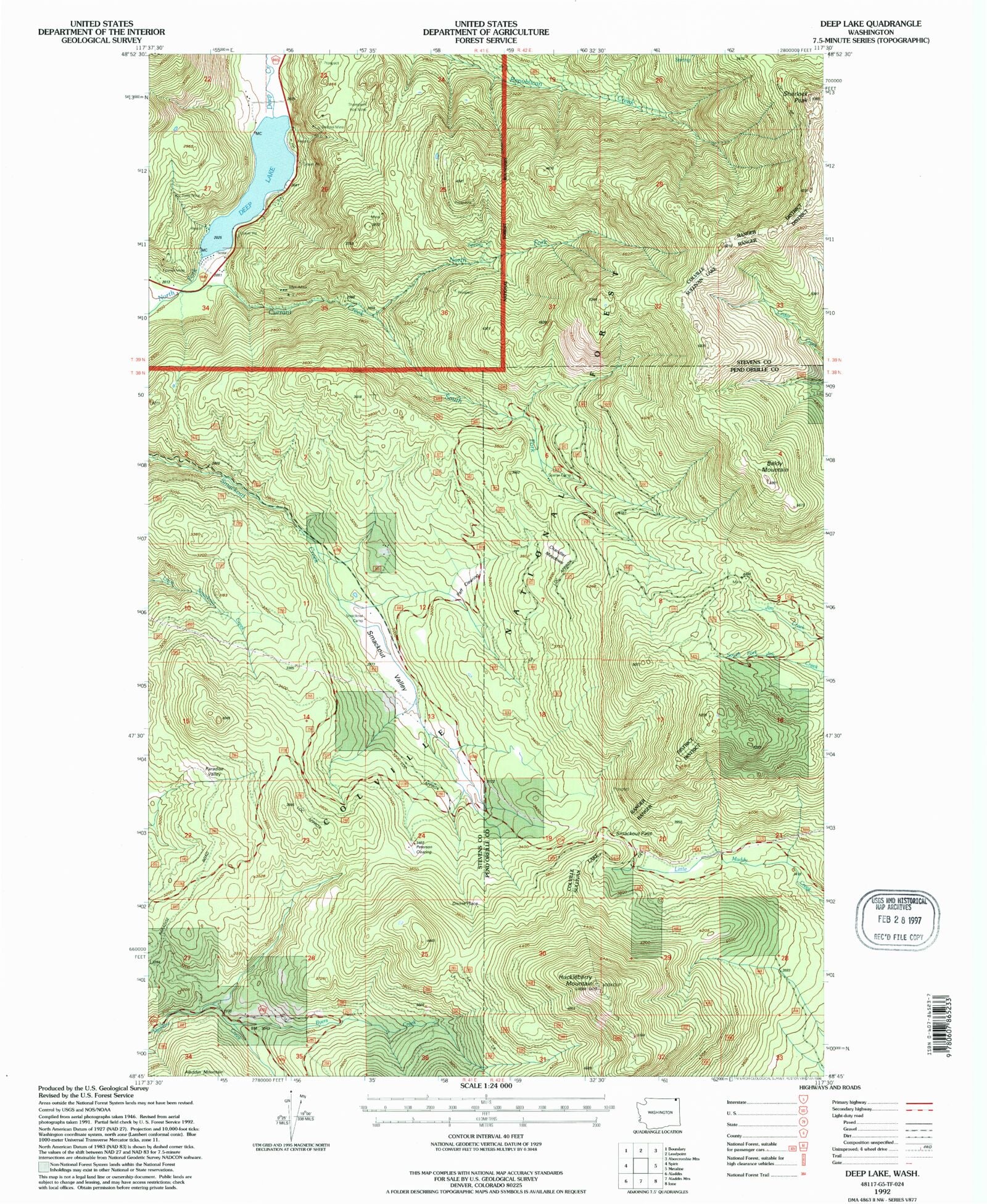 Classic USGS Deep Lake Washington 7.5'x7.5' Topo Map – MyTopo Map Store