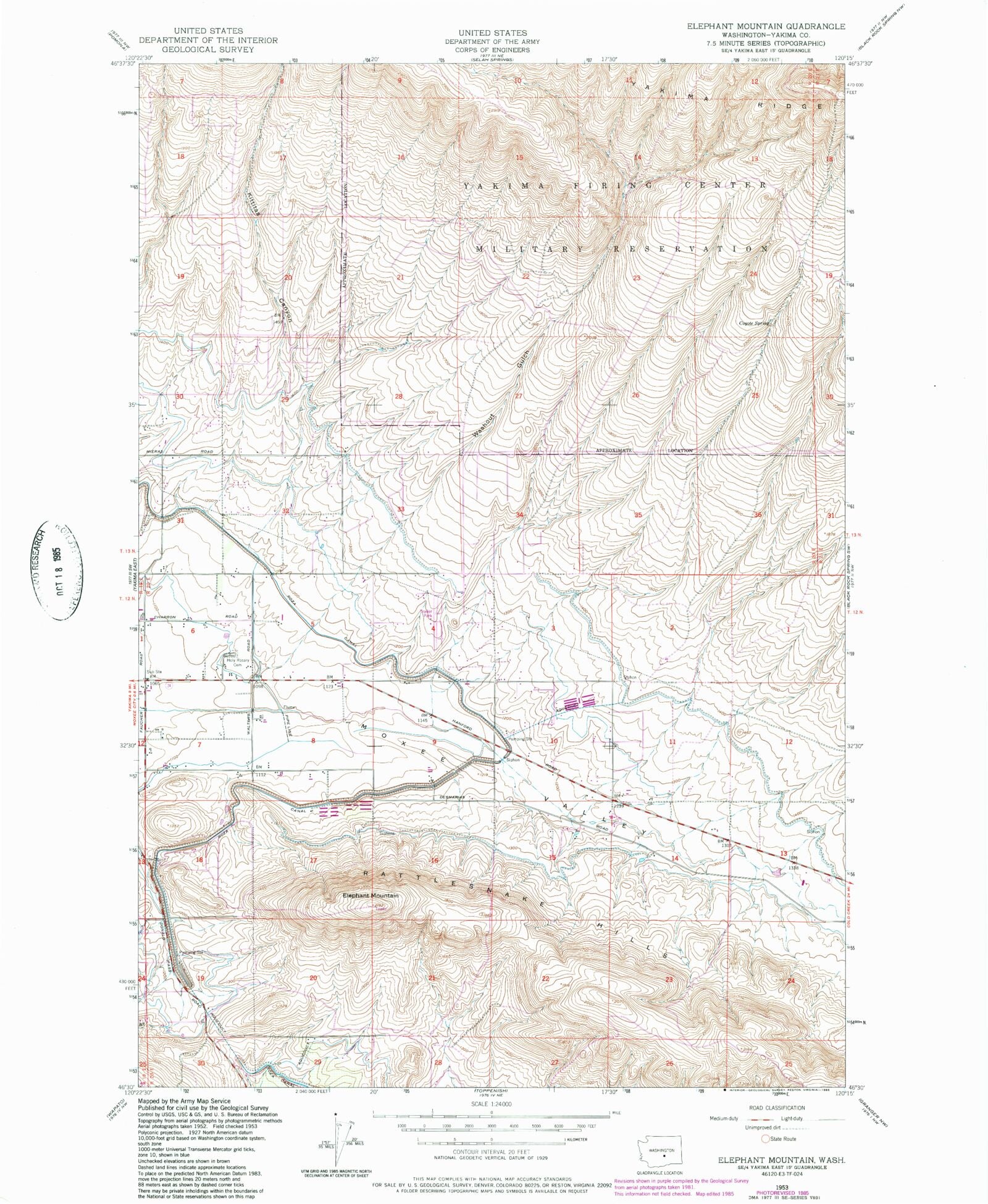 Classic USGS Elephant Mountain Washington 7.5'x7.5' Topo Map – MyTopo ...