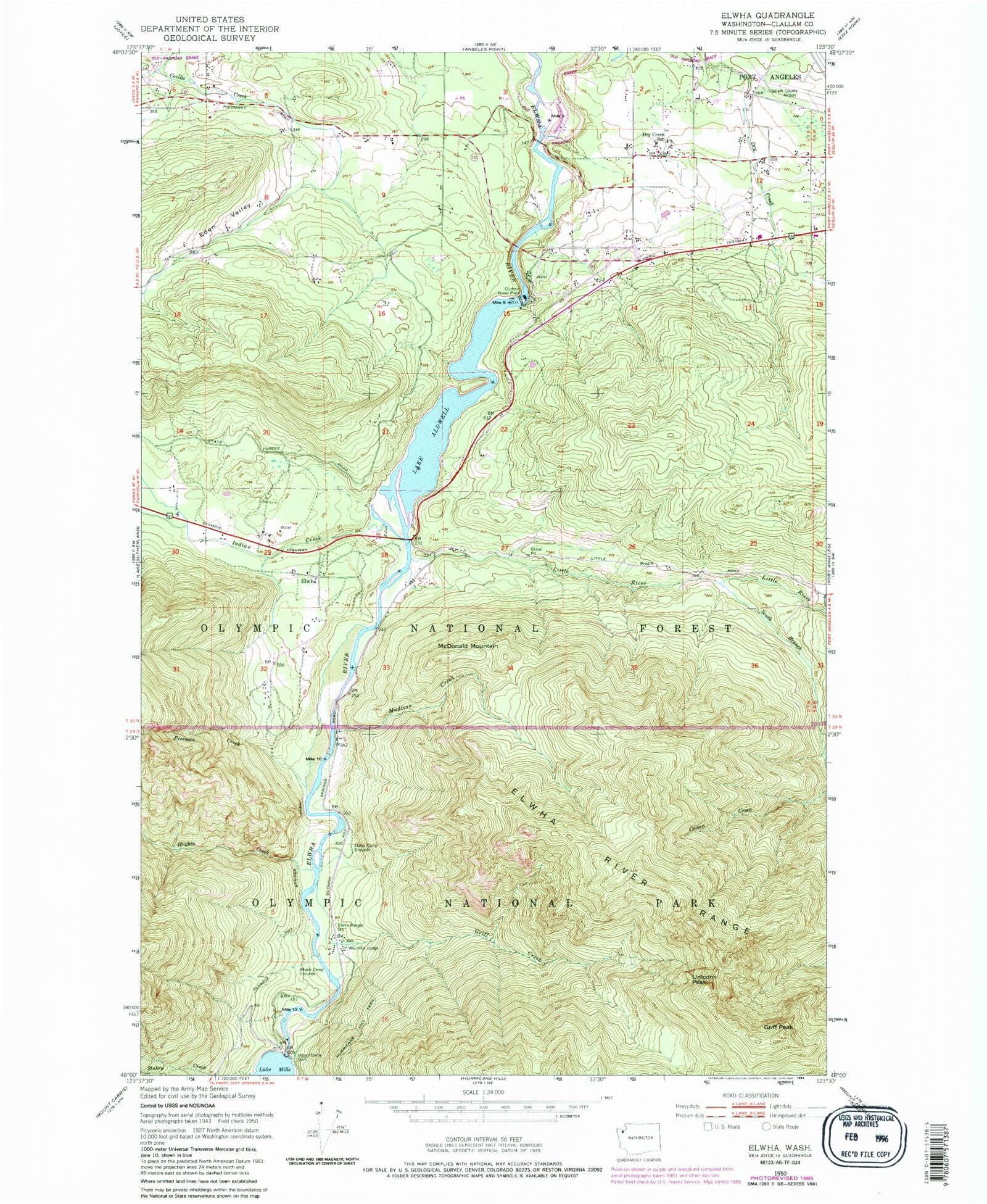 Classic USGS Elwha Washington 7.5'x7.5' Topo Map – MyTopo Map Store