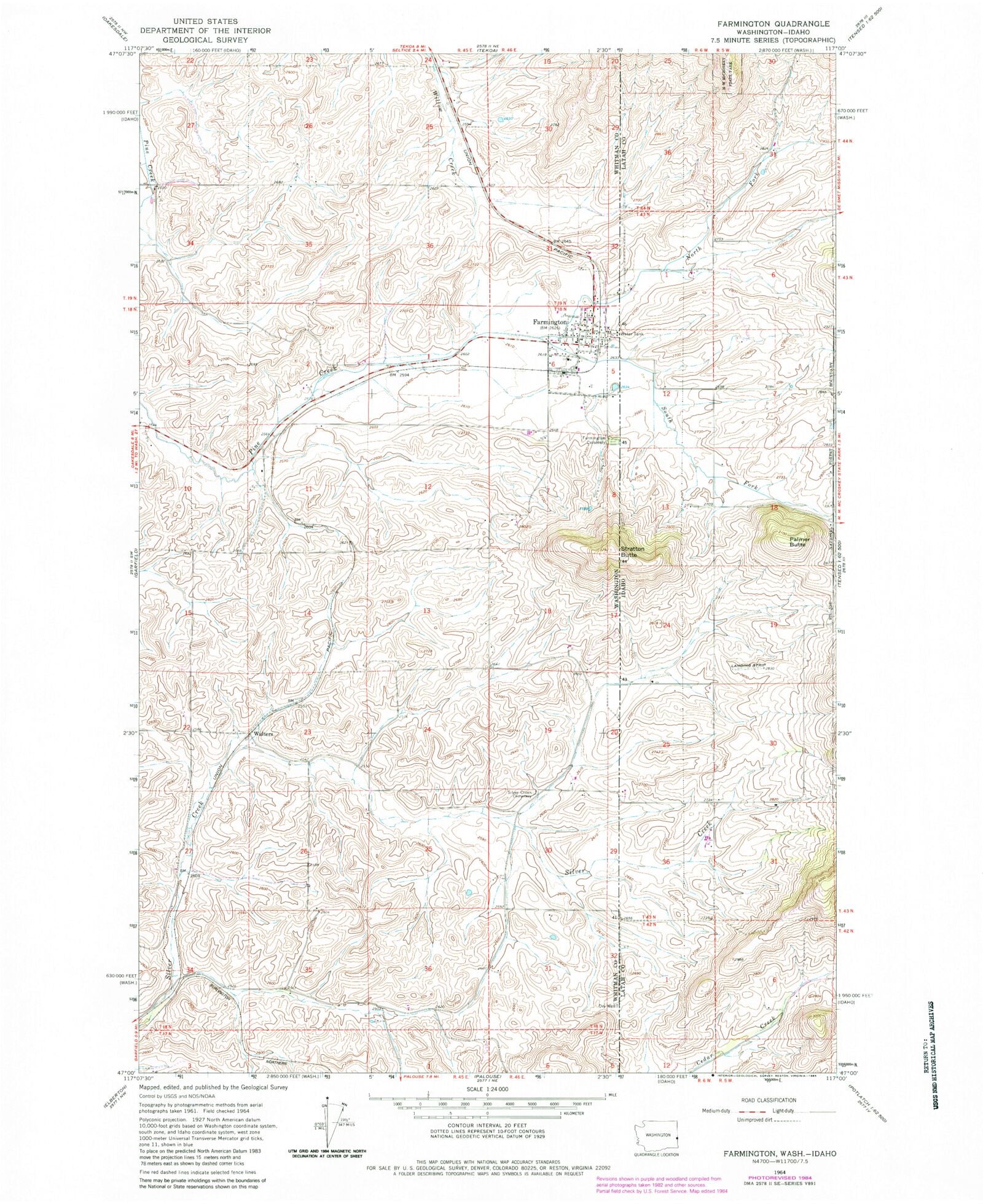 Classic USGS Farmington Washington 7.5'x7.5' Topo Map – MyTopo Map Store