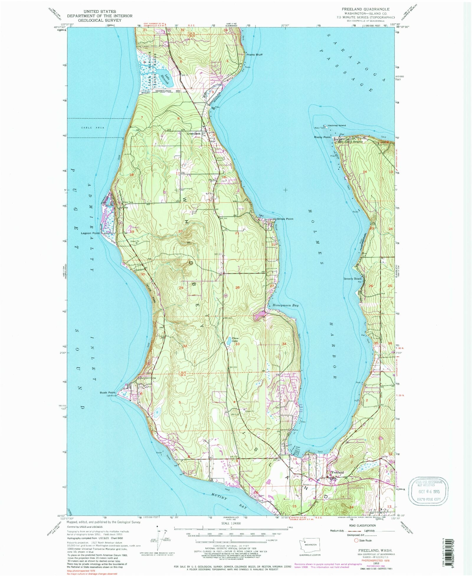 Classic USGS Freeland Washington 7.5'x7.5' Topo Map – MyTopo Map Store