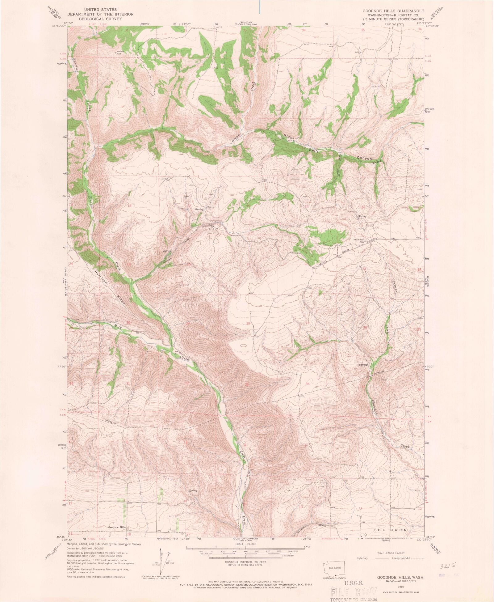 Classic USGS Goodnoe Hills Washington 7.5'x7.5' Topo Map – MyTopo Map Store