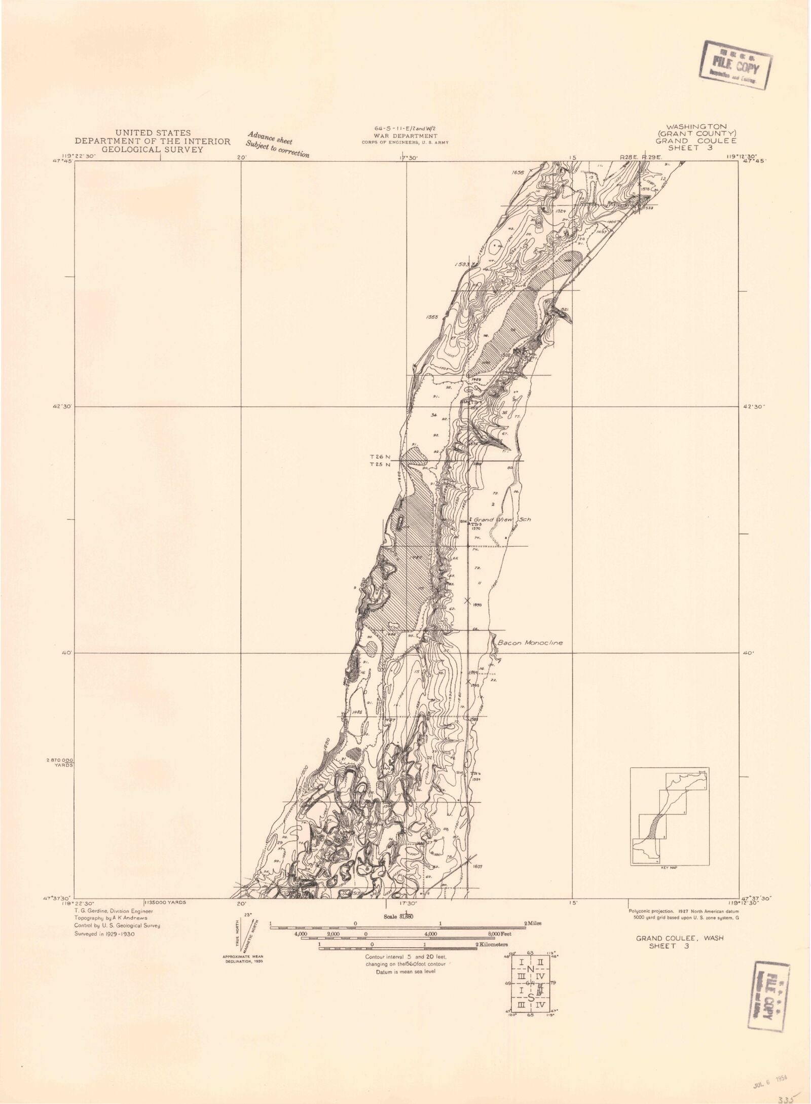 Classic USGS Grand Coulee Washington 7.5'x7.5' Topo Map – MyTopo Map Store