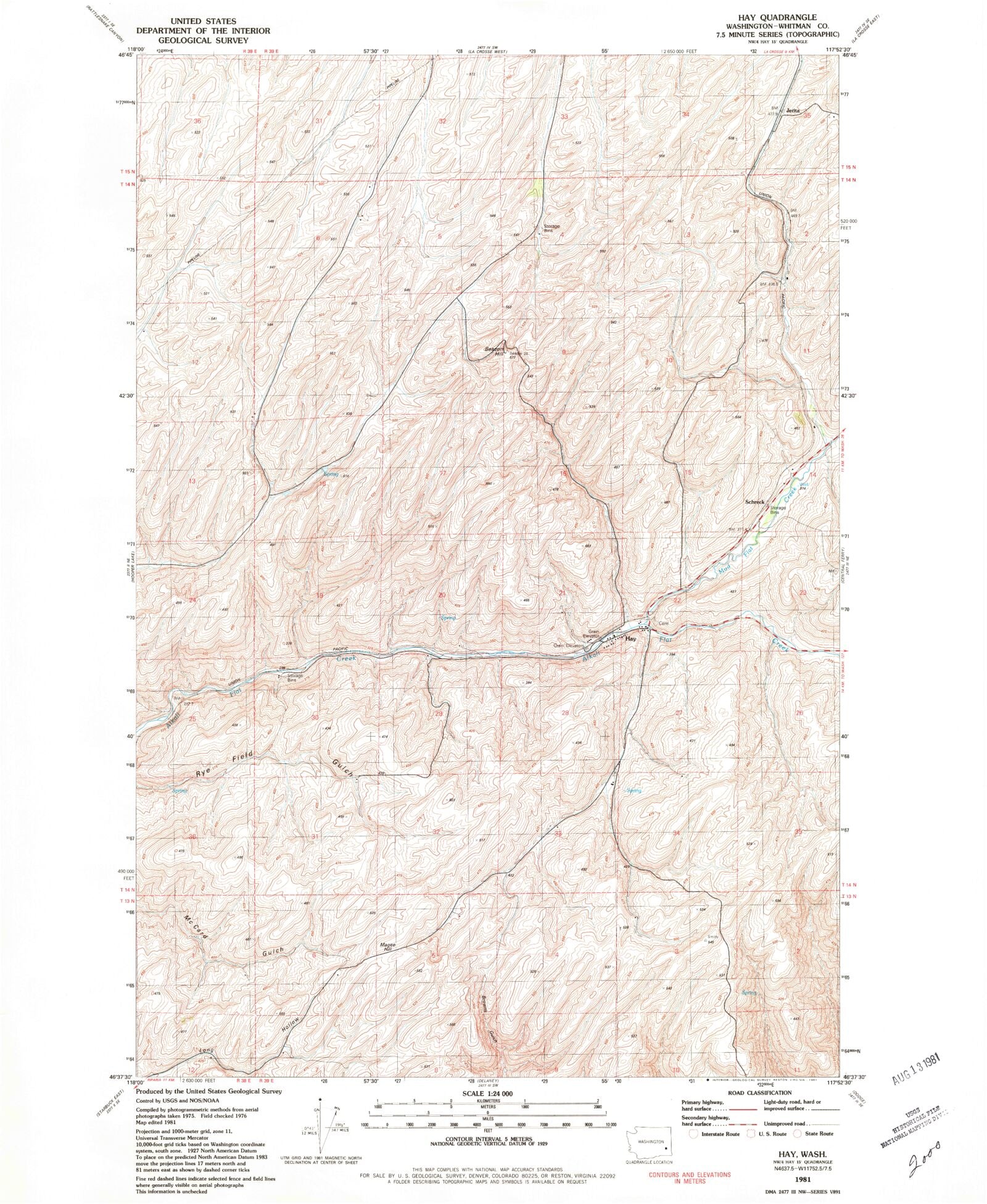 Classic USGS Hay Washington 7.5'x7.5' Topo Map – MyTopo Map Store