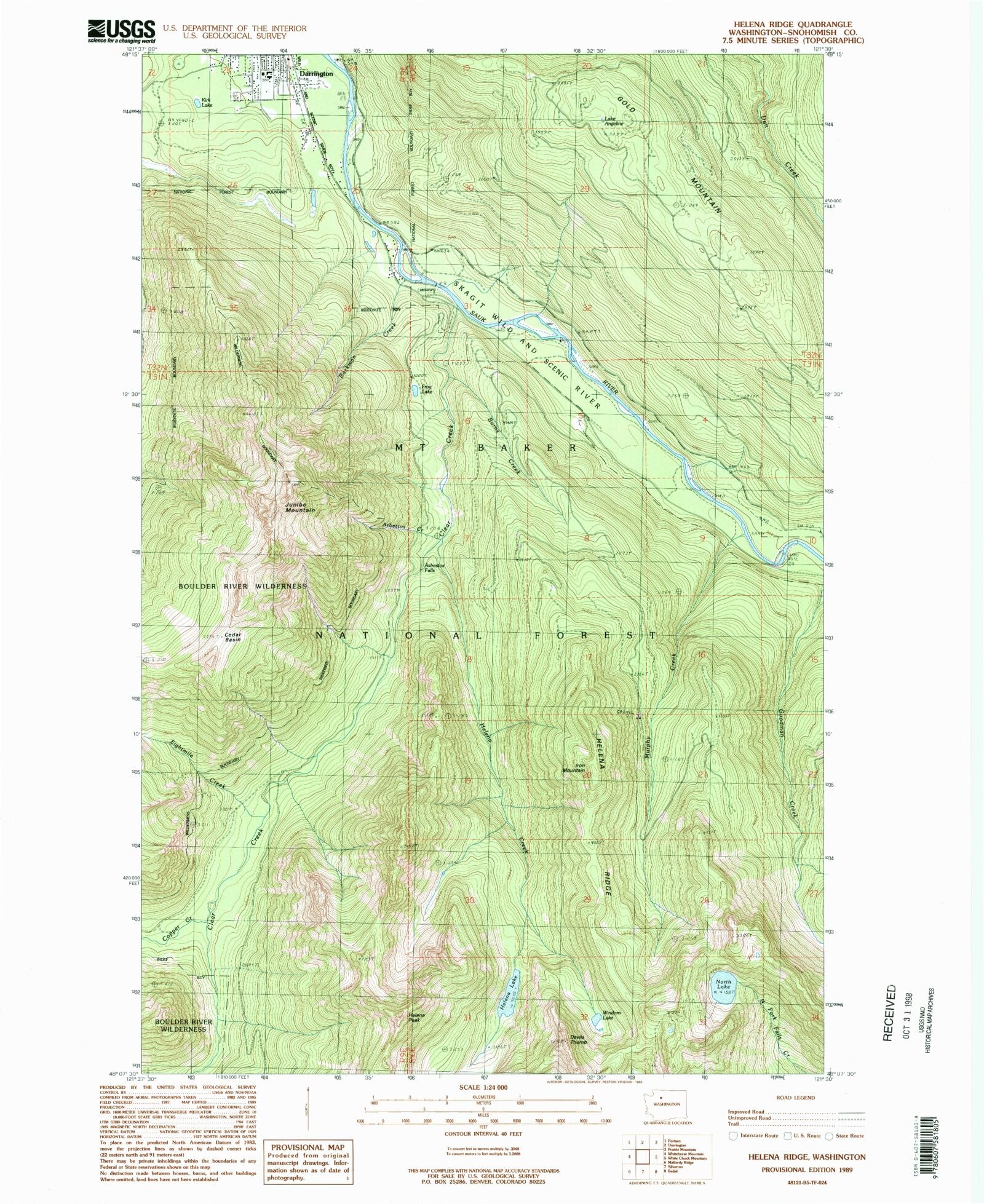 Classic USGS Helena Ridge Washington 7.5'x7.5' Topo Map – MyTopo Map Store