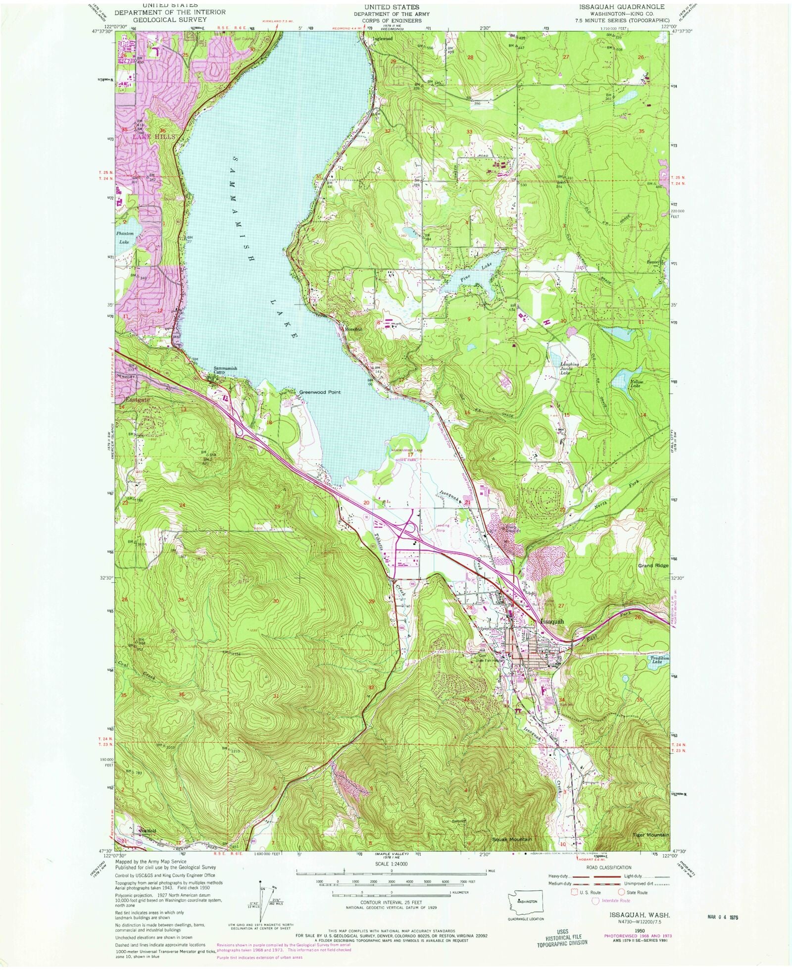 Classic USGS Issaquah Washington 7.5'x7.5' Topo Map – MyTopo Map Store