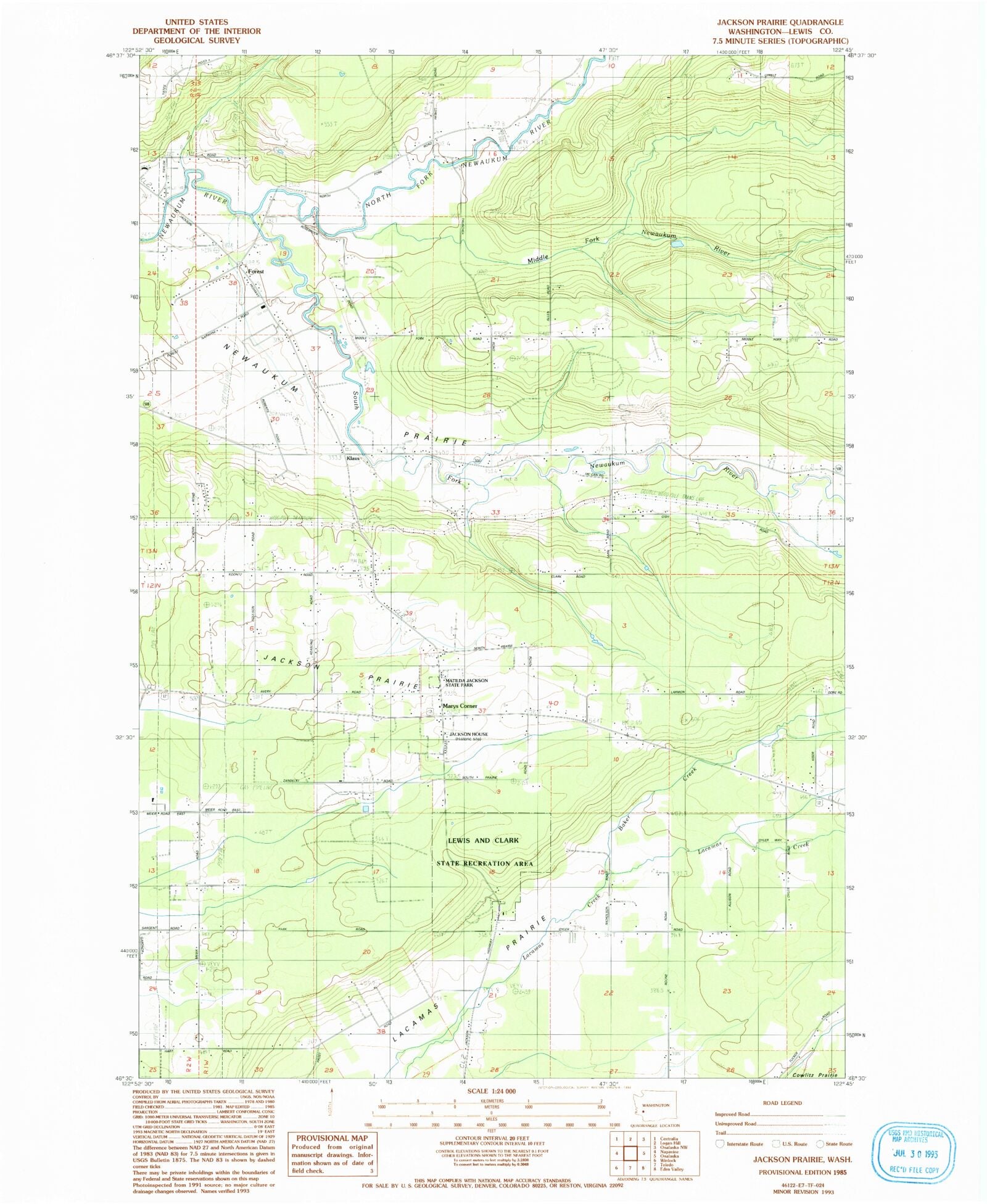 Classic USGS Jackson Prairie Washington 7.5'x7.5' Topo Map – MyTopo Map ...
