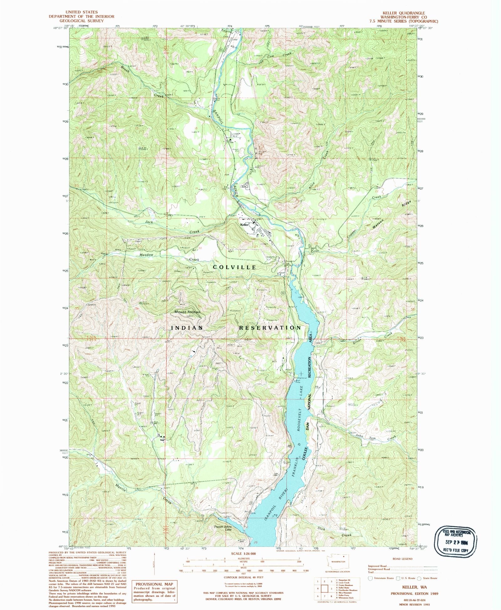 Classic USGS Keller Washington 7.5'x7.5' Topo Map – MyTopo Map Store