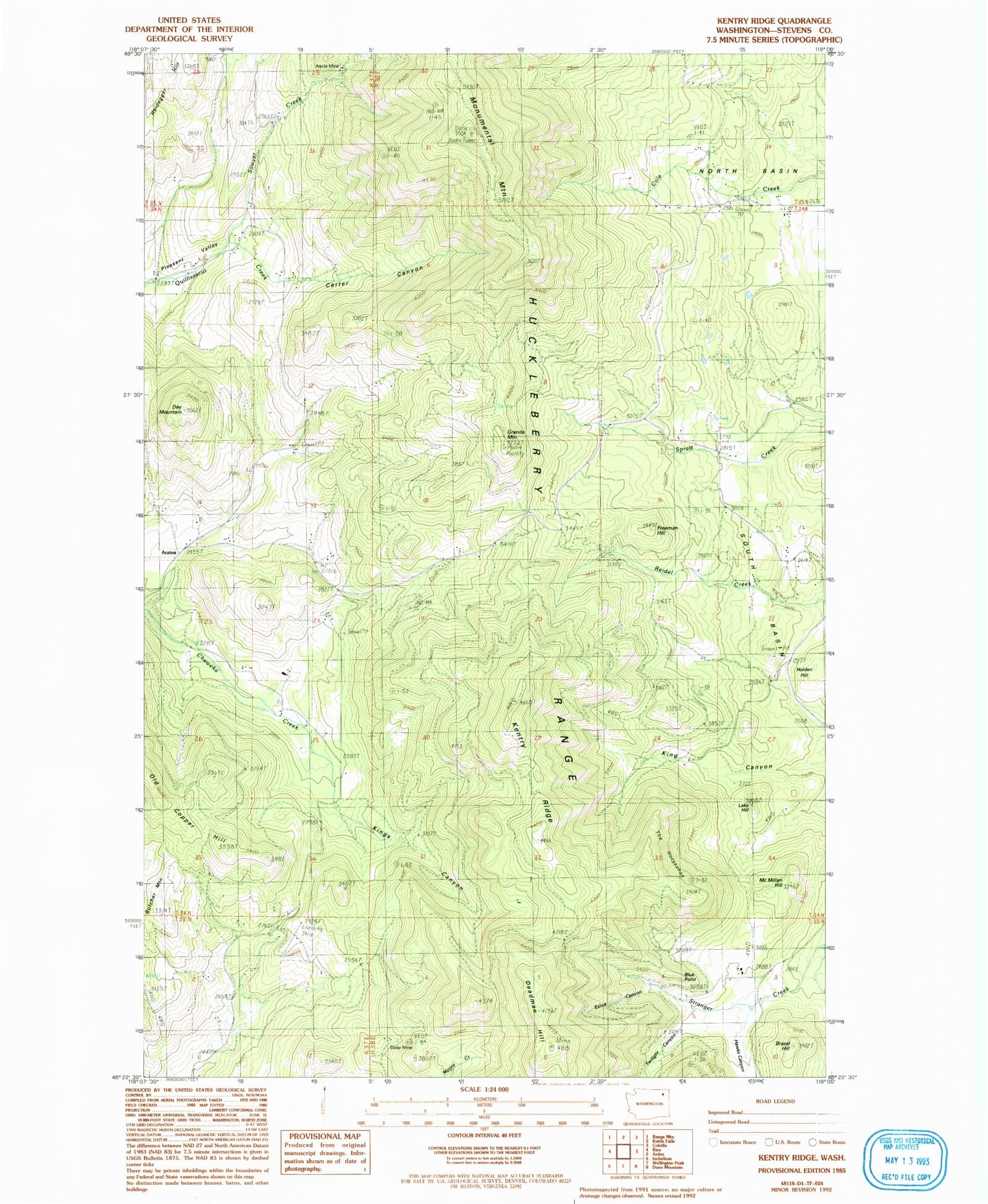 Classic USGS Kentry Ridge Washington 7.5'x7.5' Topo Map – MyTopo Map Store