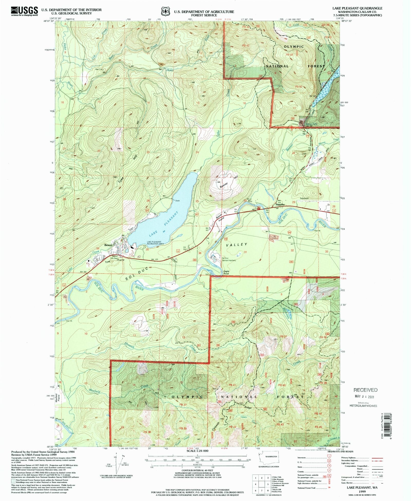 Classic USGS Lake Pleasant Washington 7.5'x7.5' Topo Map – MyTopo Map Store