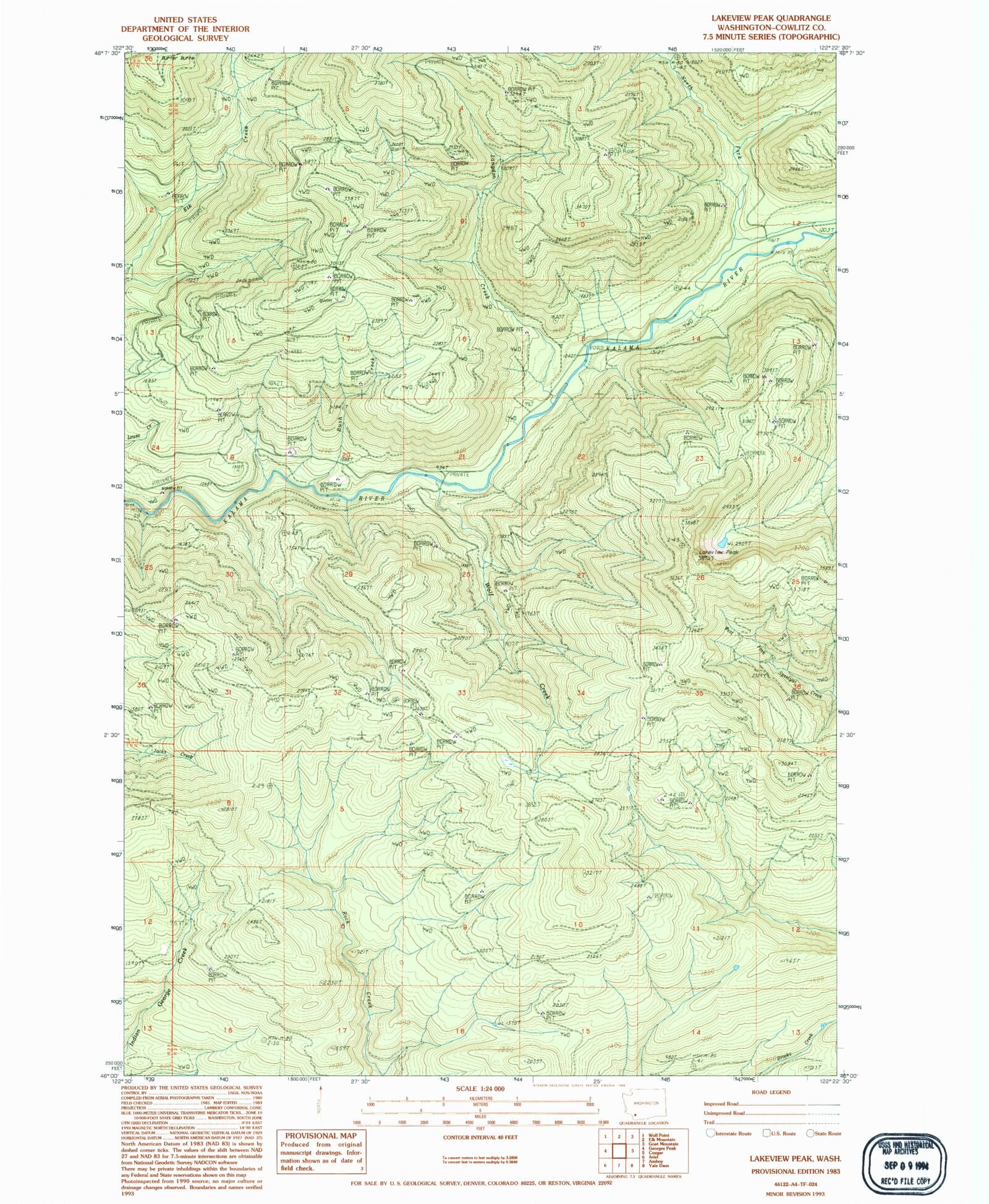 Classic USGS Lakeview Peak Washington 7.5'x7.5' Topo Map – MyTopo Map Store