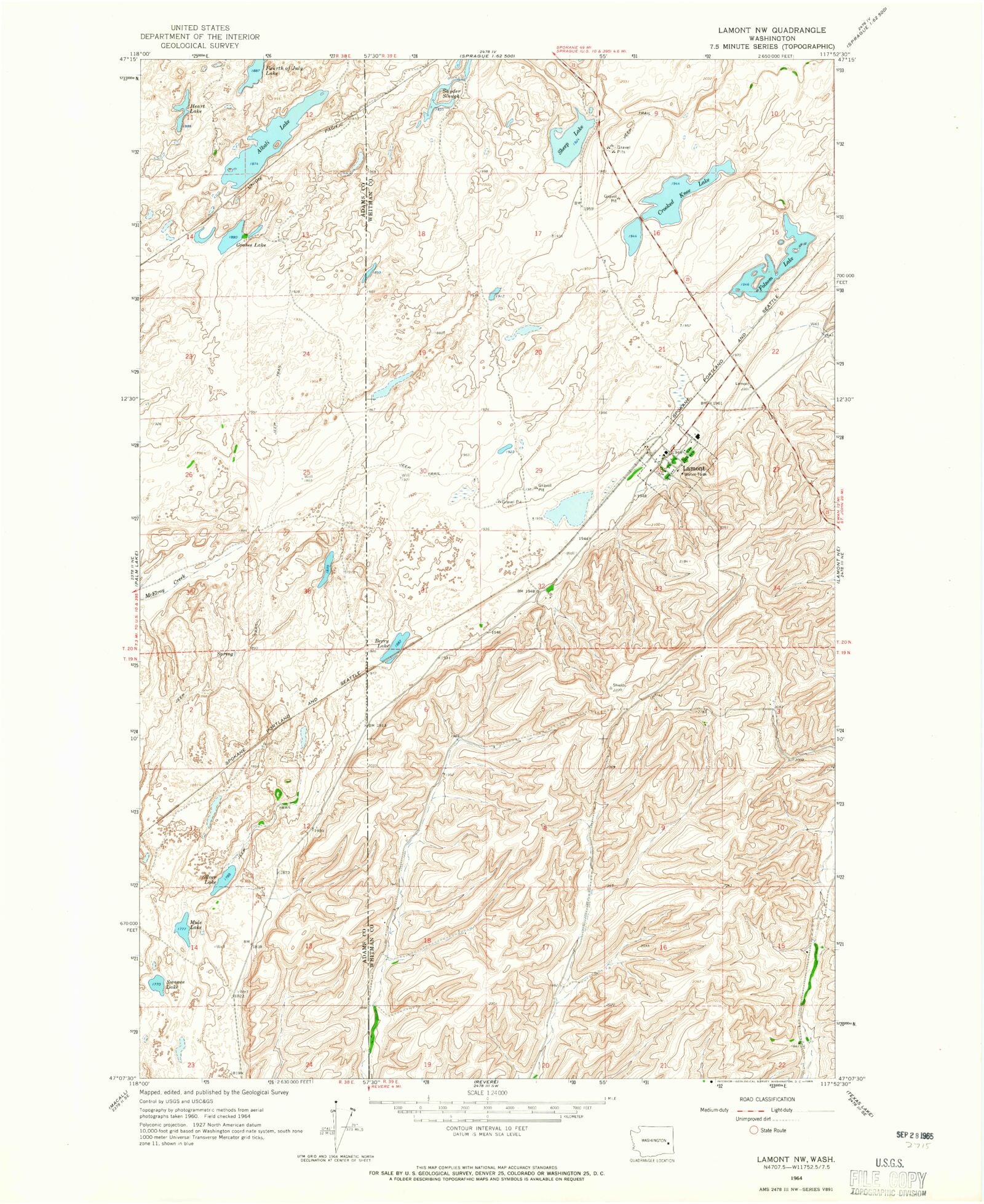 Classic USGS Lamont Washington 7.5'x7.5' Topo Map – MyTopo Map Store