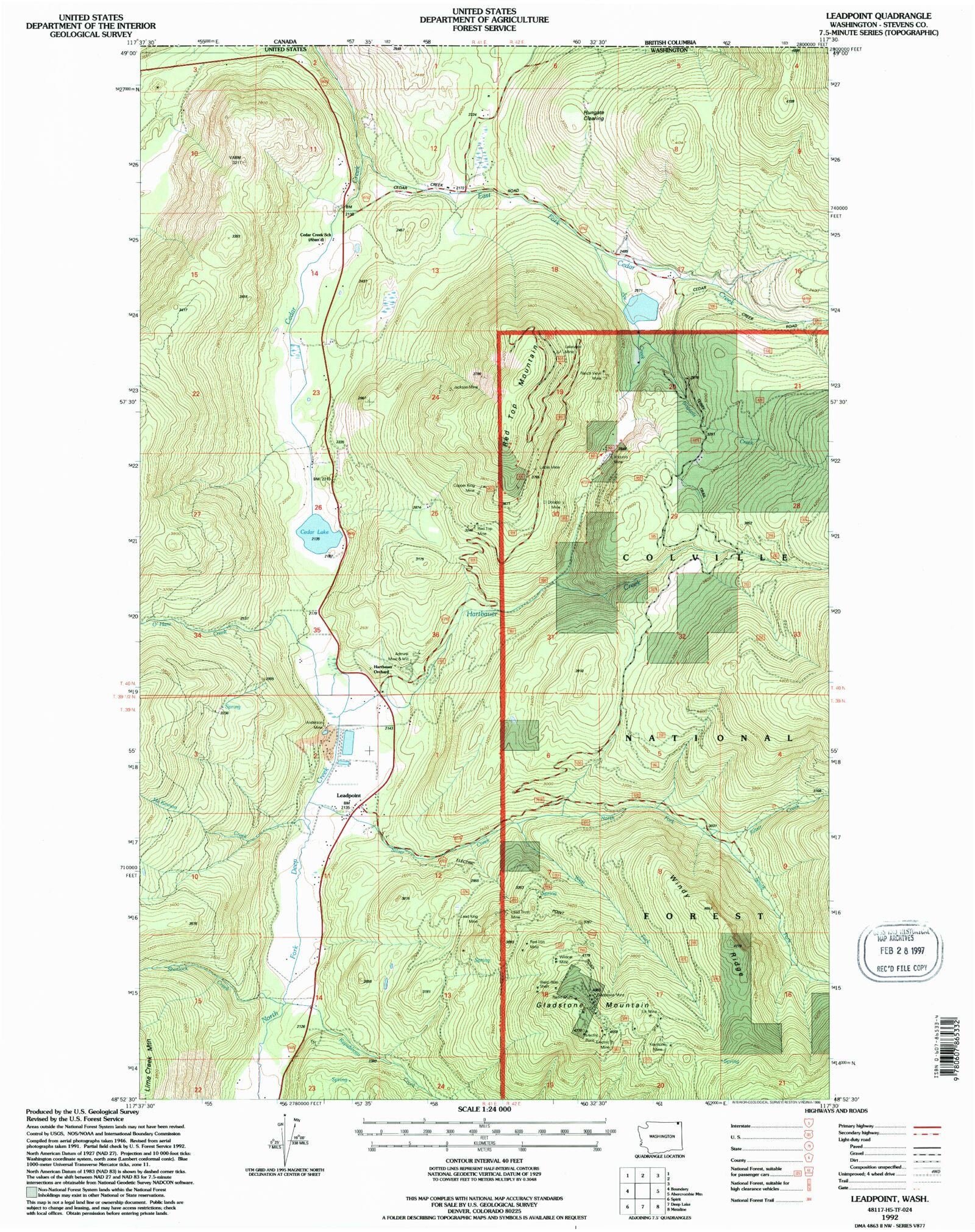 Classic USGS Leadpoint Washington 7.5'x7.5' Topo Map – MyTopo Map Store