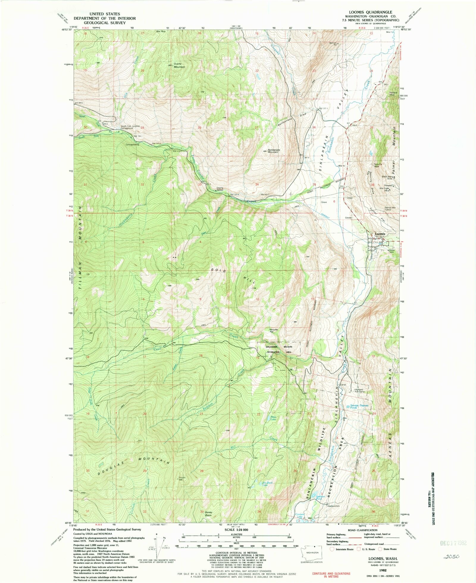 Classic USGS Loomis Washington 7.5'x7.5' Topo Map – MyTopo Map Store