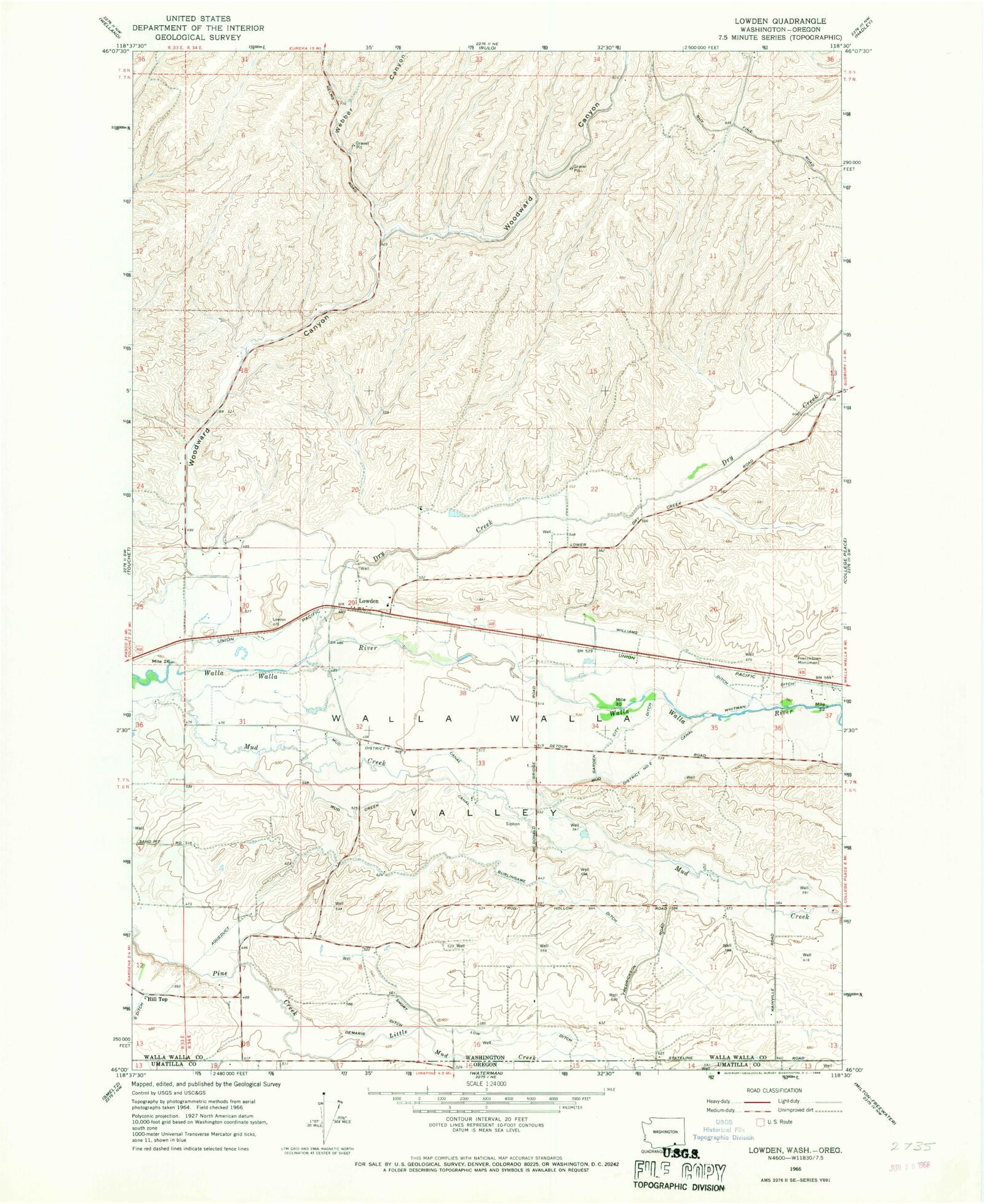 Classic USGS Lowden Washington 7.5'x7.5' Topo Map – MyTopo Map Store