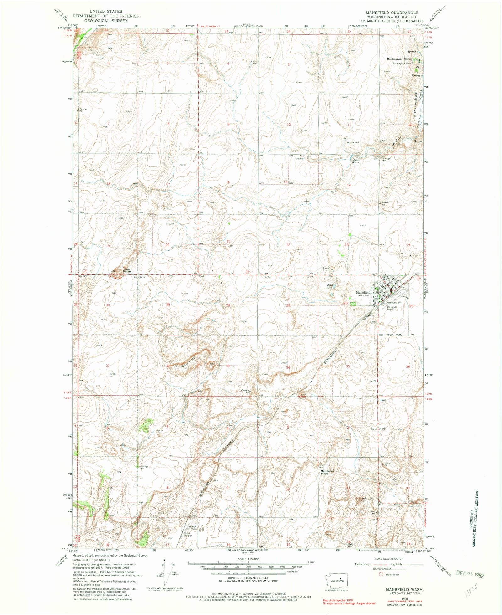 Classic USGS Mansfield Washington 7.5'x7.5' Topo Map – MyTopo Map Store