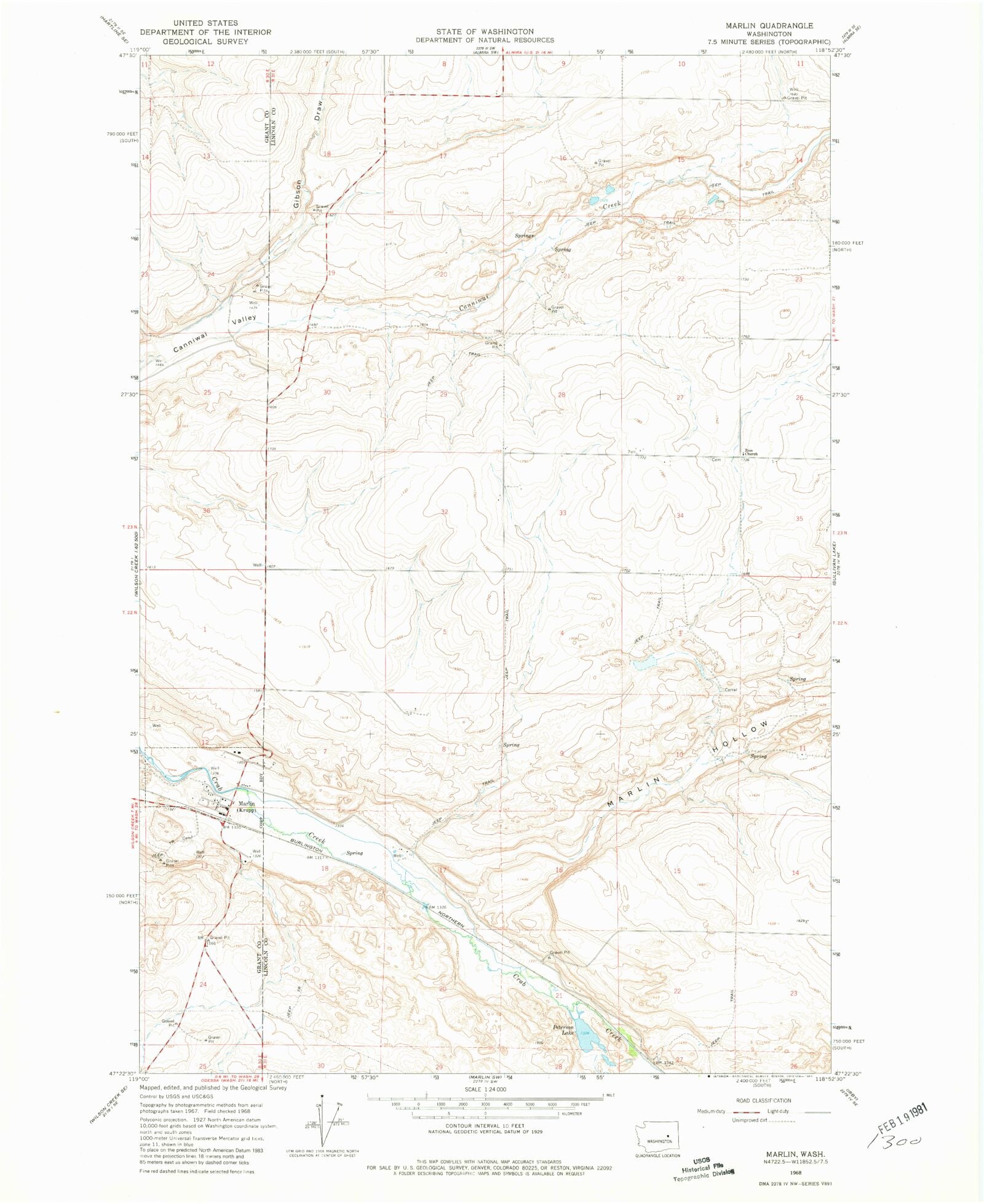 Classic USGS Marlin Washington 7.5'x7.5' Topo Map – MyTopo Map Store
