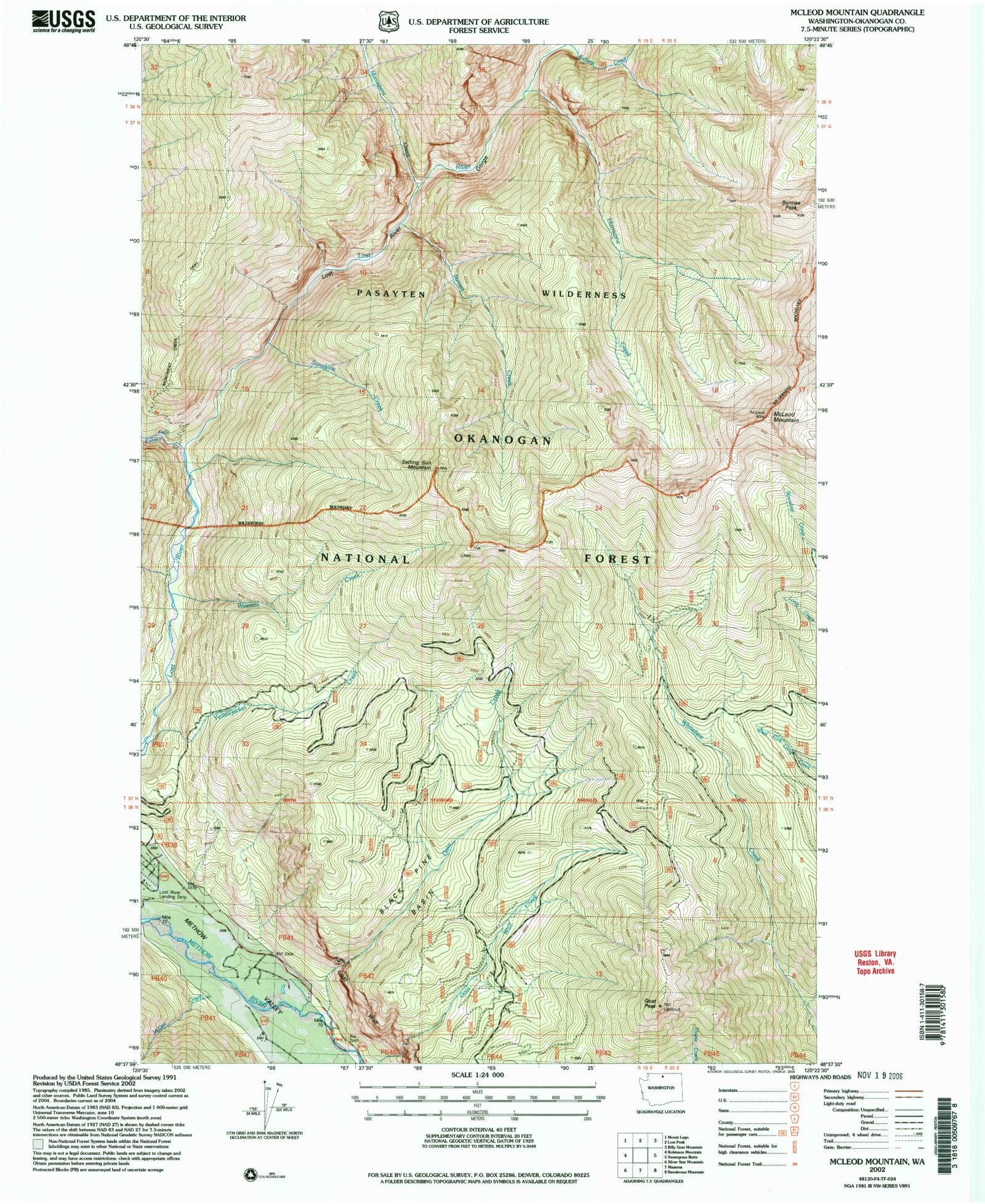 Classic USGS McLeod Mountain Washington 7.5'x7.5' Topo Map – MyTopo Map ...