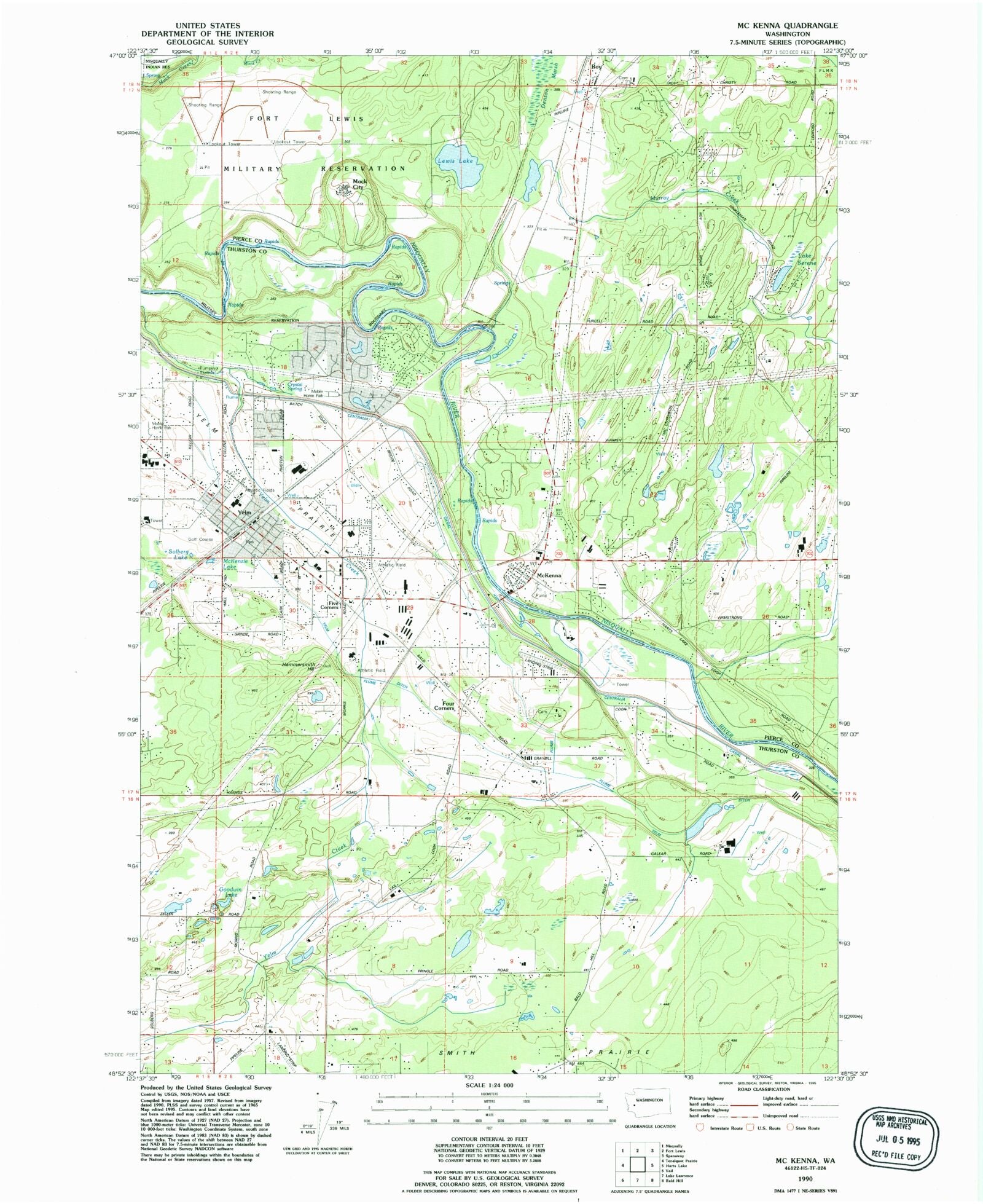 Classic USGS McKenna Washington 7.5'x7.5' Topo Map – MyTopo Map Store