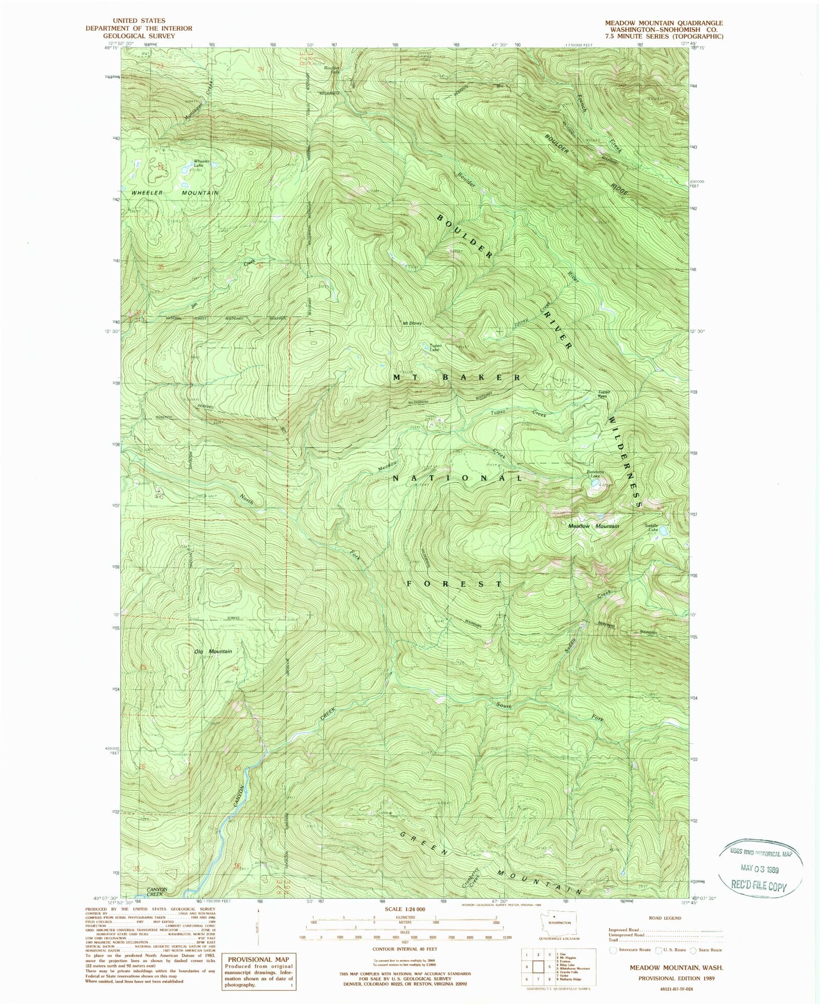 Classic USGS Meadow Mountain Washington 7.5'x7.5' Topo Map – MyTopo Map ...