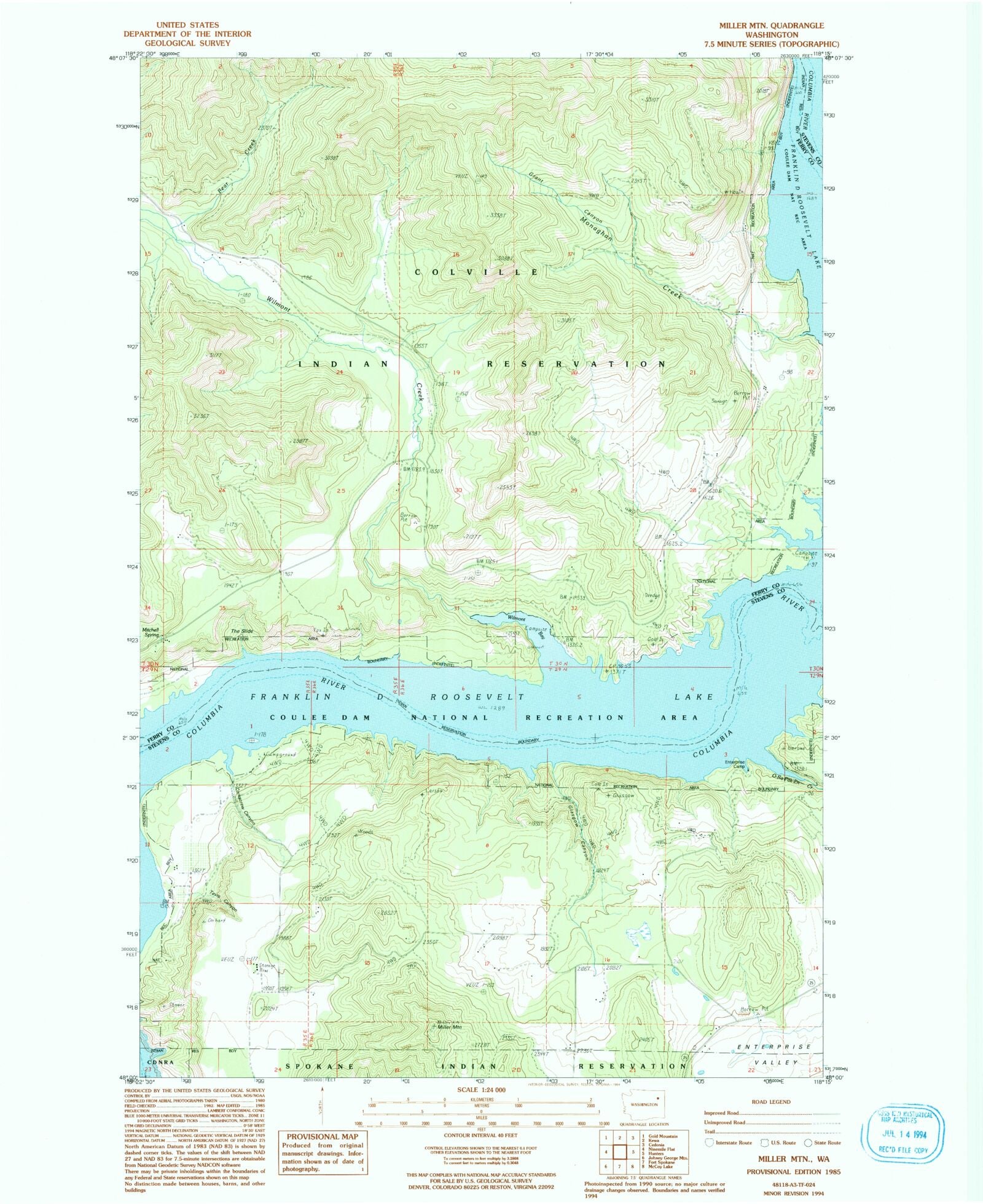 Classic USGS Miller Mountain Washington 7.5'x7.5' Topo Map – MyTopo Map ...
