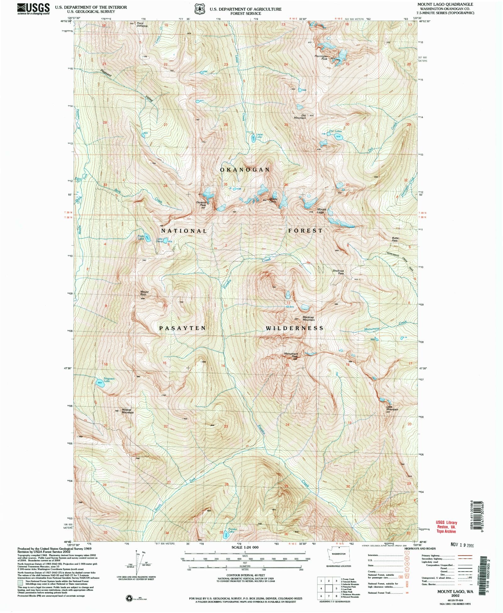 Classic USGS Mount Lago Washington 7.5'x7.5' Topo Map – MyTopo Map Store