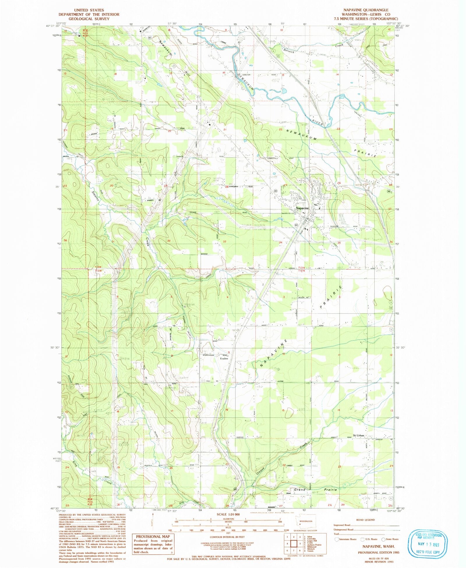 Classic USGS Napavine Washington 7.5'x7.5' Topo Map – MyTopo Map Store