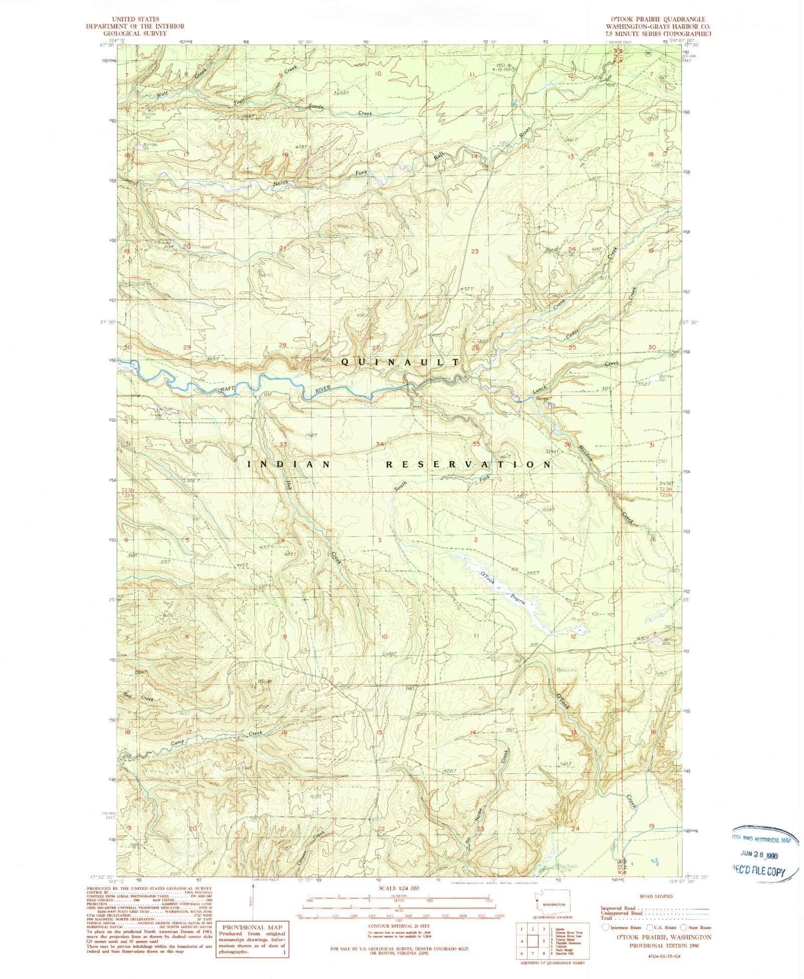 Classic USGS O'Took Prairie Washington 7.5'x7.5' Topo Map – MyTopo Map ...