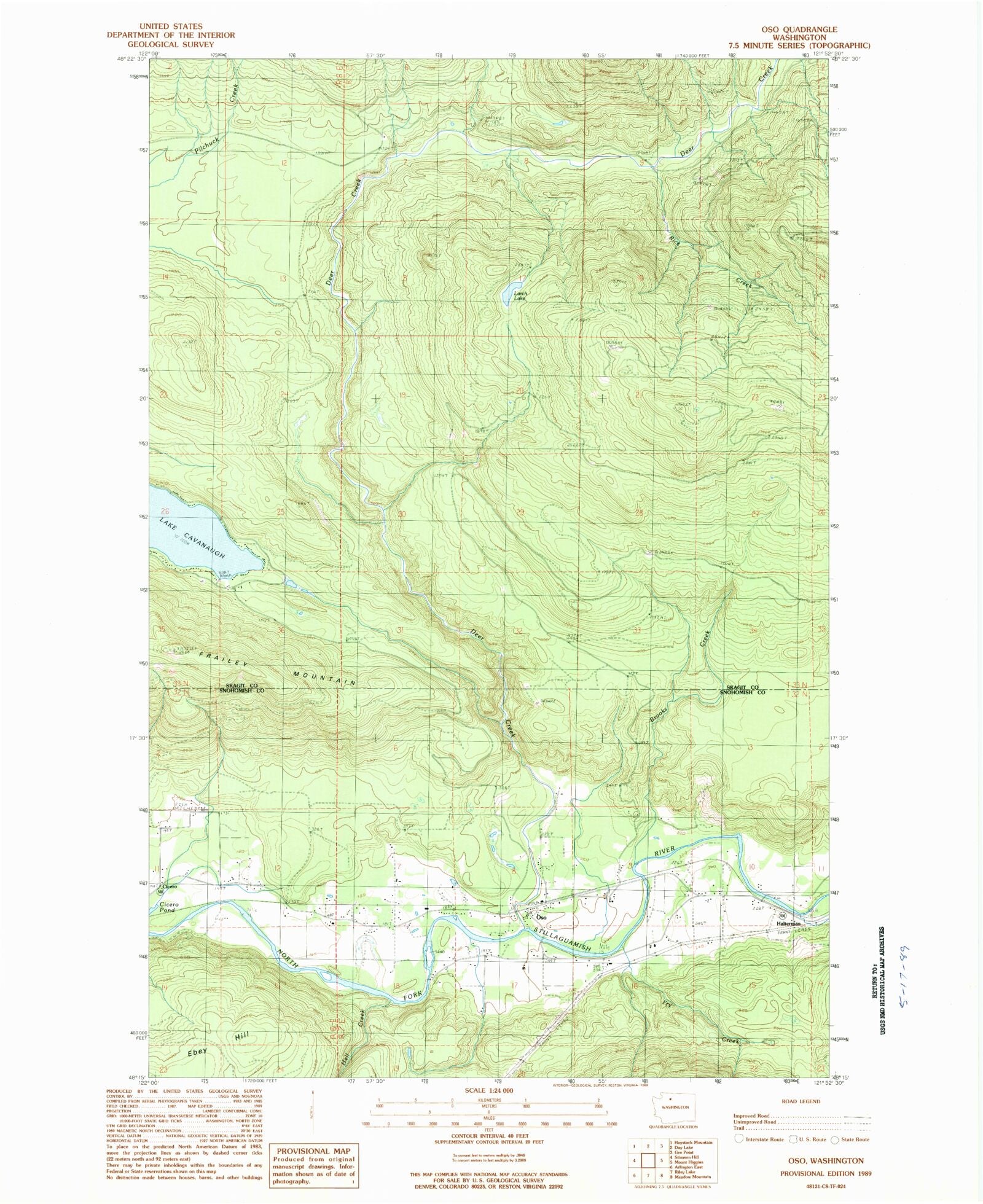 Classic USGS Oso Washington 7.5'x7.5' Topo Map – MyTopo Map Store