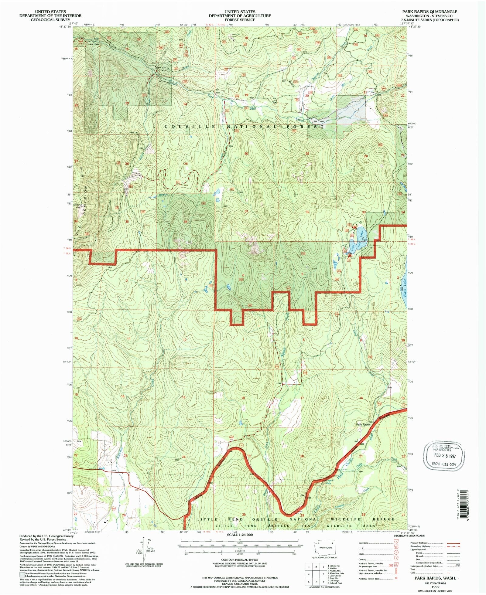 Classic USGS Park Rapids Washington 7.5'x7.5' Topo Map – MyTopo Map Store