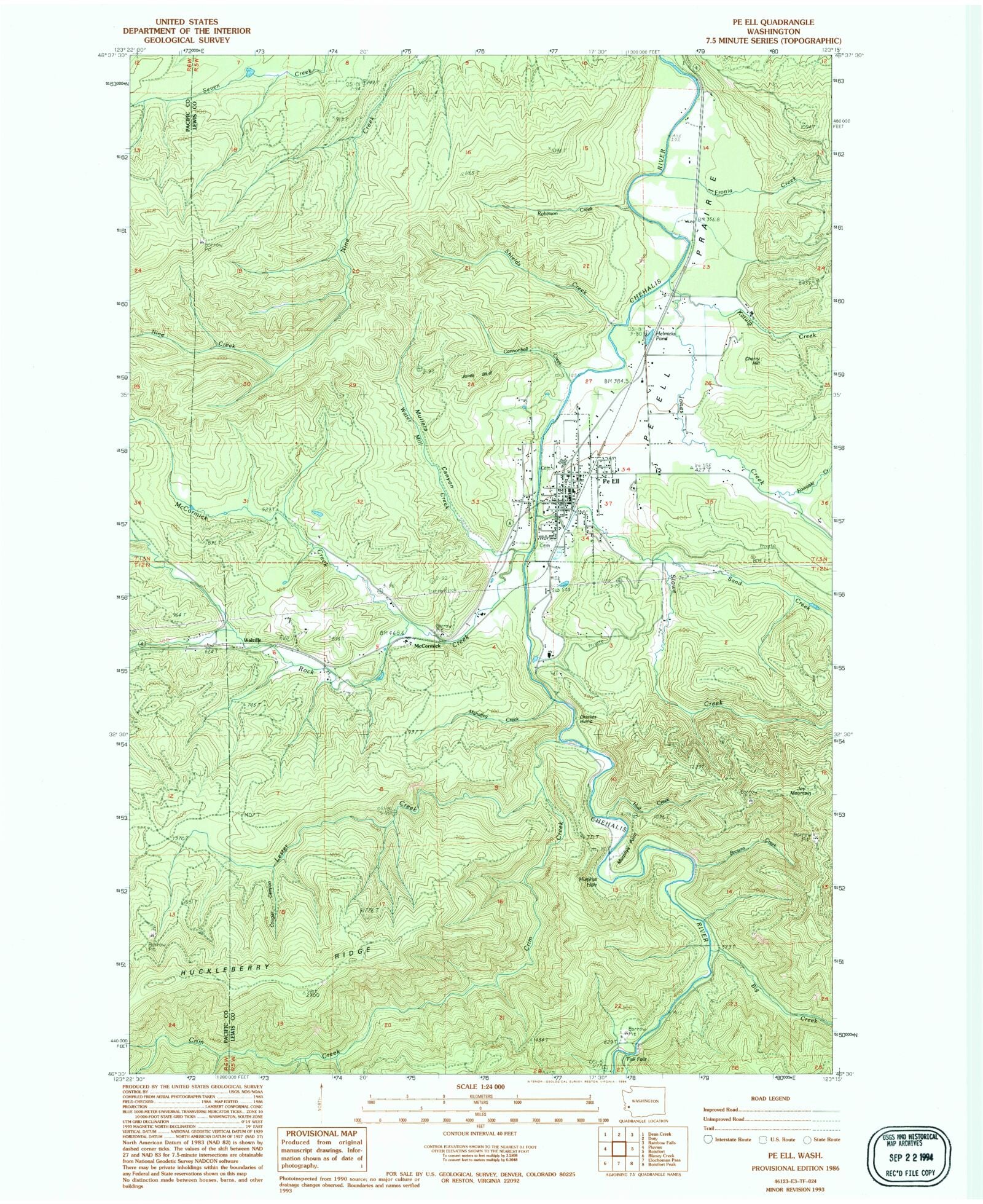Classic USGS Pe Ell Washington 7.5'x7.5' Topo Map – MyTopo Map Store