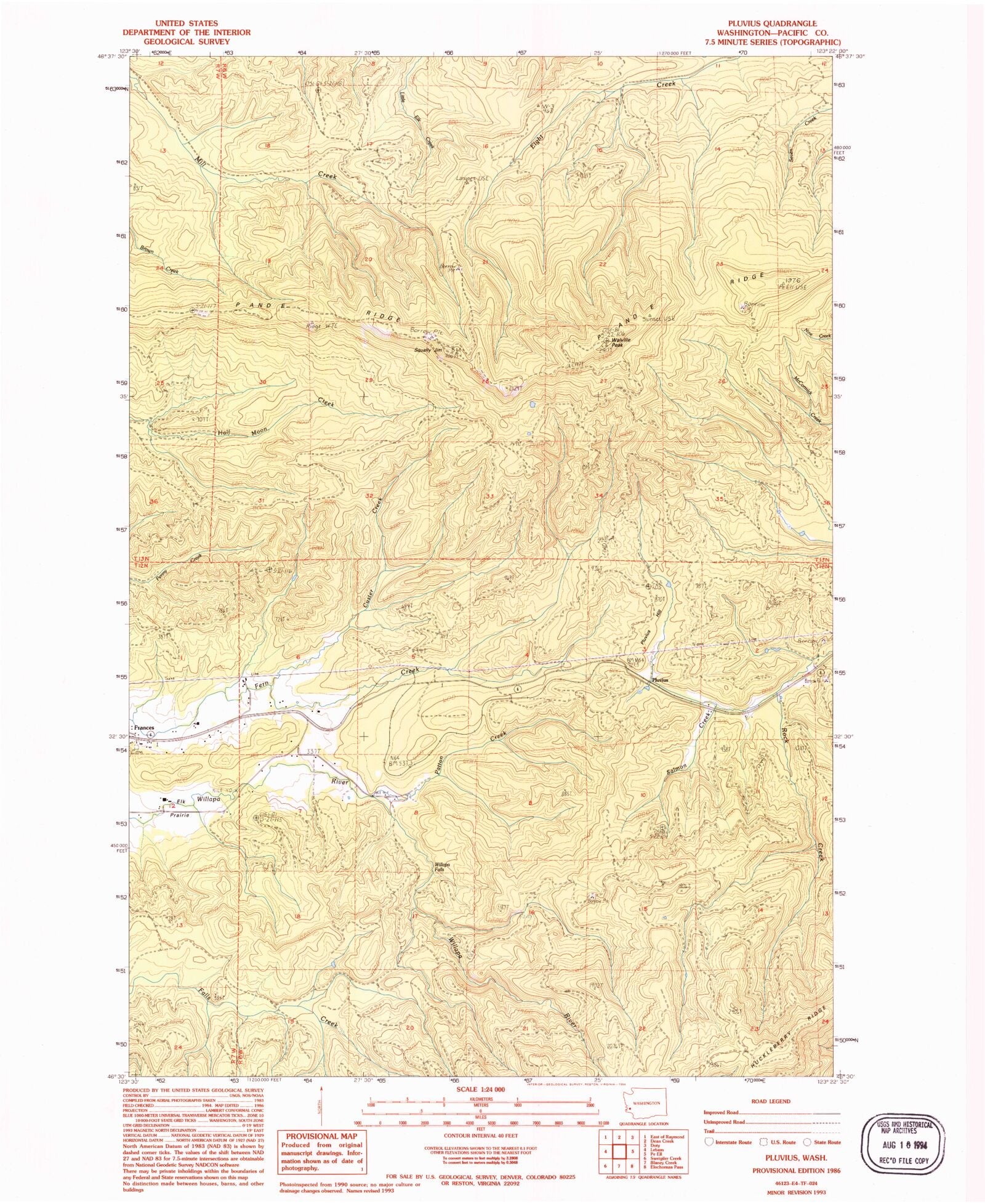 Classic USGS Pluvius Washington 7.5'x7.5' Topo Map – MyTopo Map Store