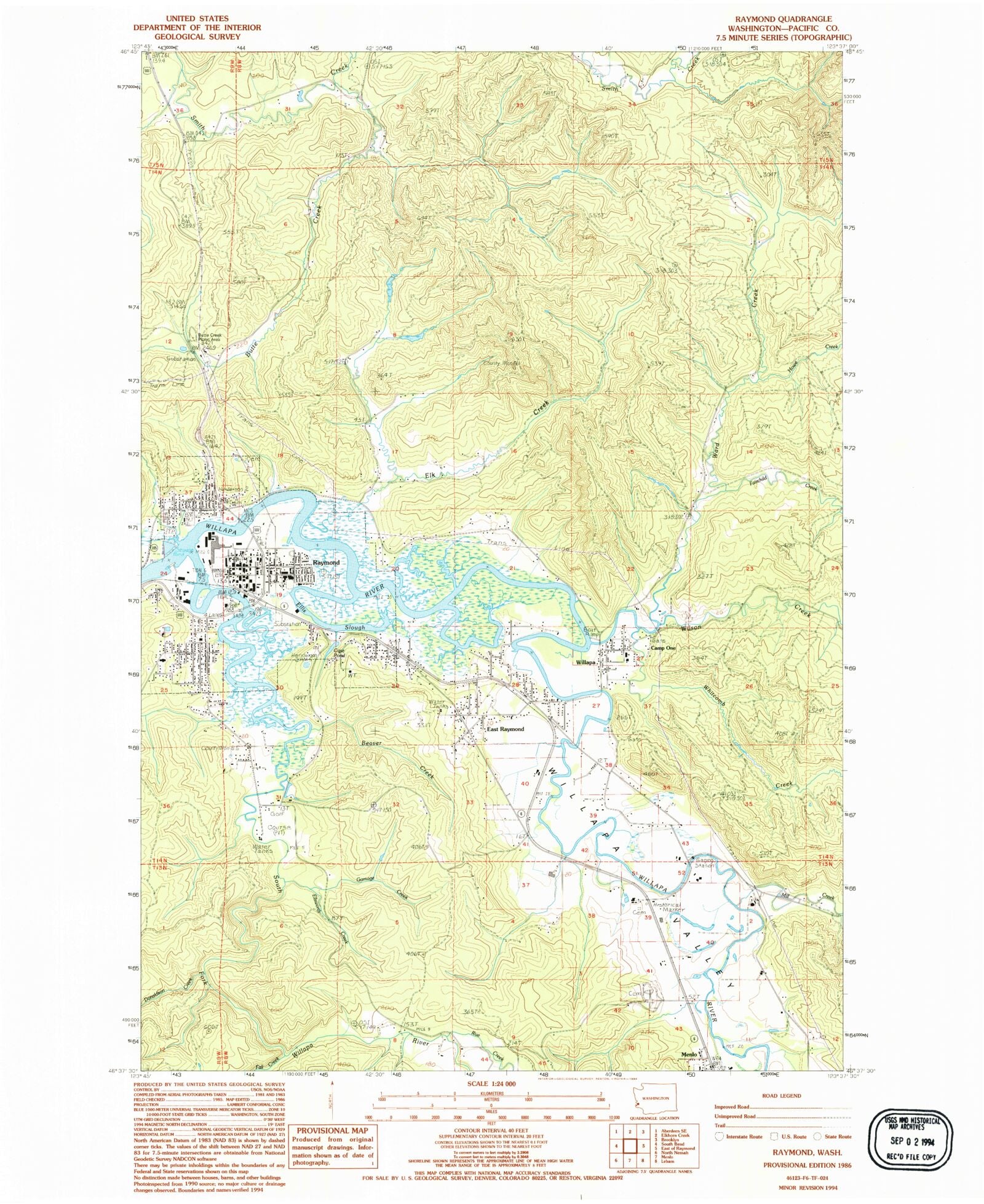 Classic USGS Raymond Washington 7.5'x7.5' Topo Map – MyTopo Map Store